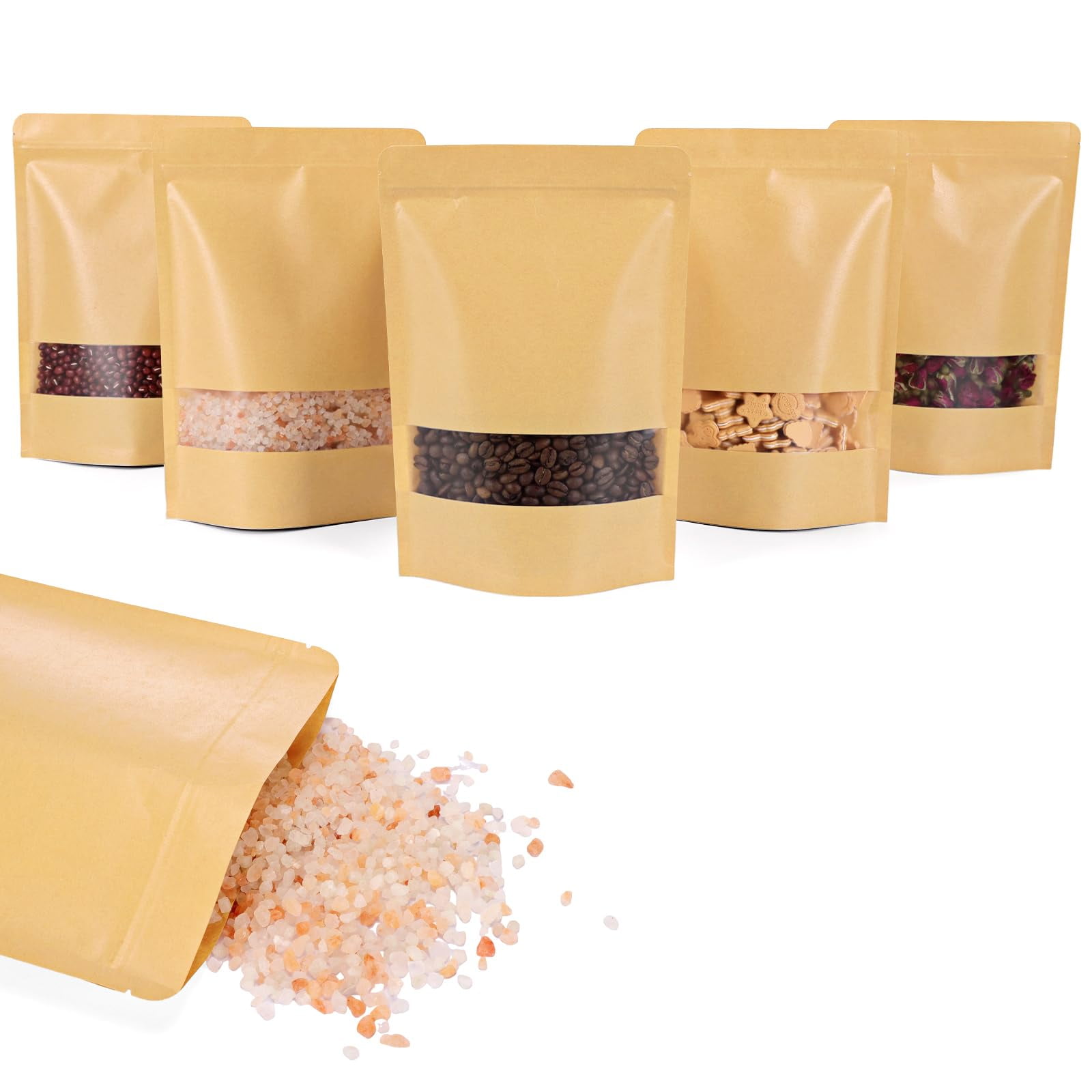 72pcs Candy Bags, 7×10 Inches Resealable Bags, Kraft Paper Bags with ...