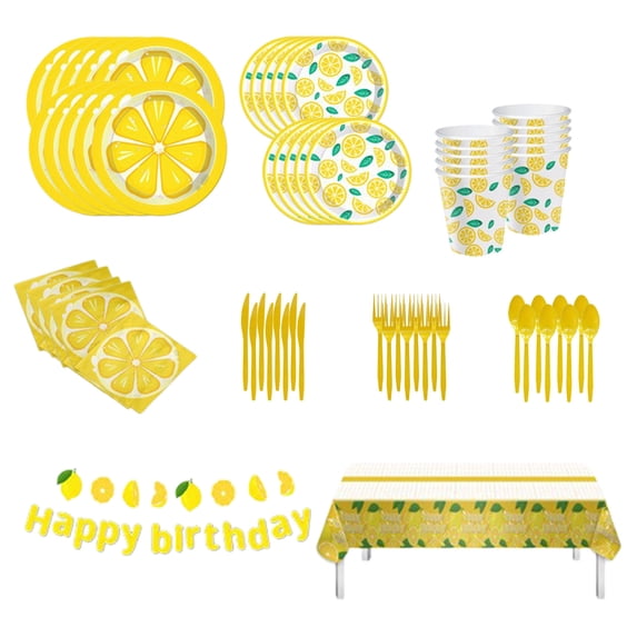 72pcs Complete Lemon Themed Dinnerware Party Pack Serves 10 Guests ...