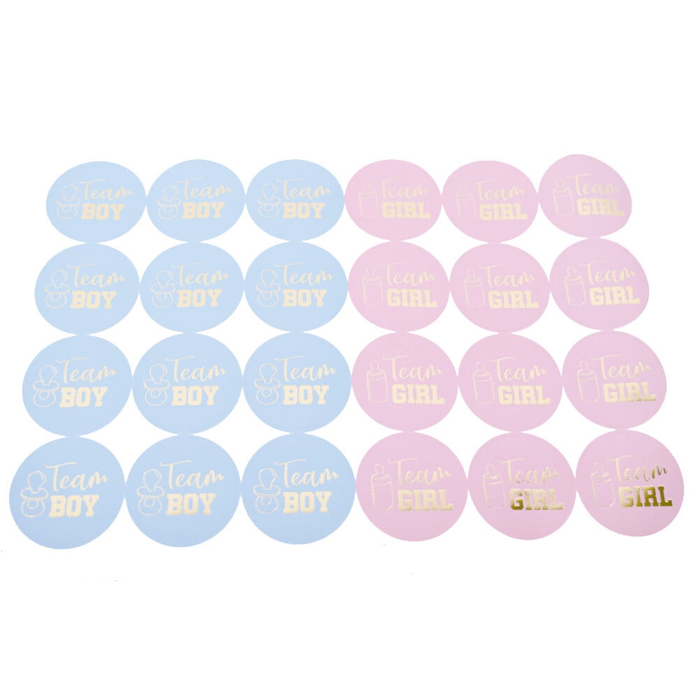 72pcs Gender Reveal Stickers Self-Adhesive Team Boy Girl Letter ...