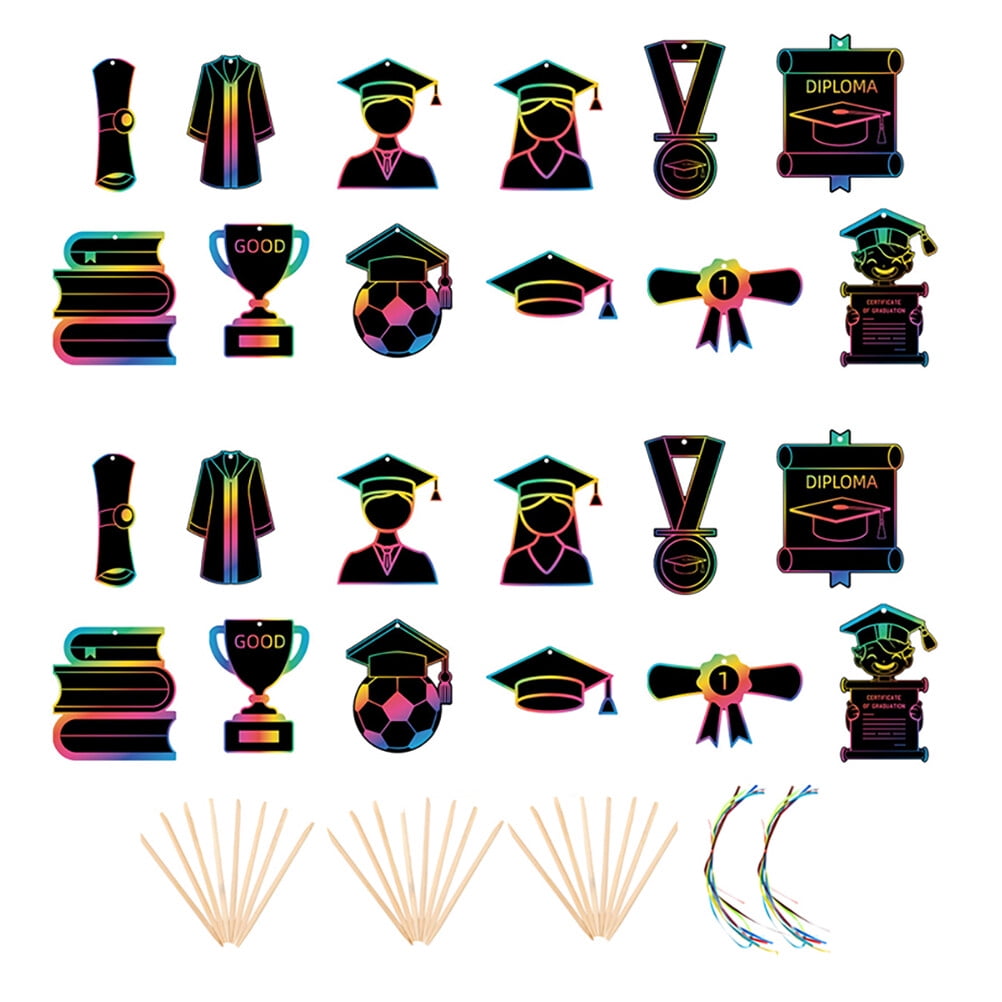 72pcs Graduation Theme Scratch Off Cards Scratch Paper with Wooden ...