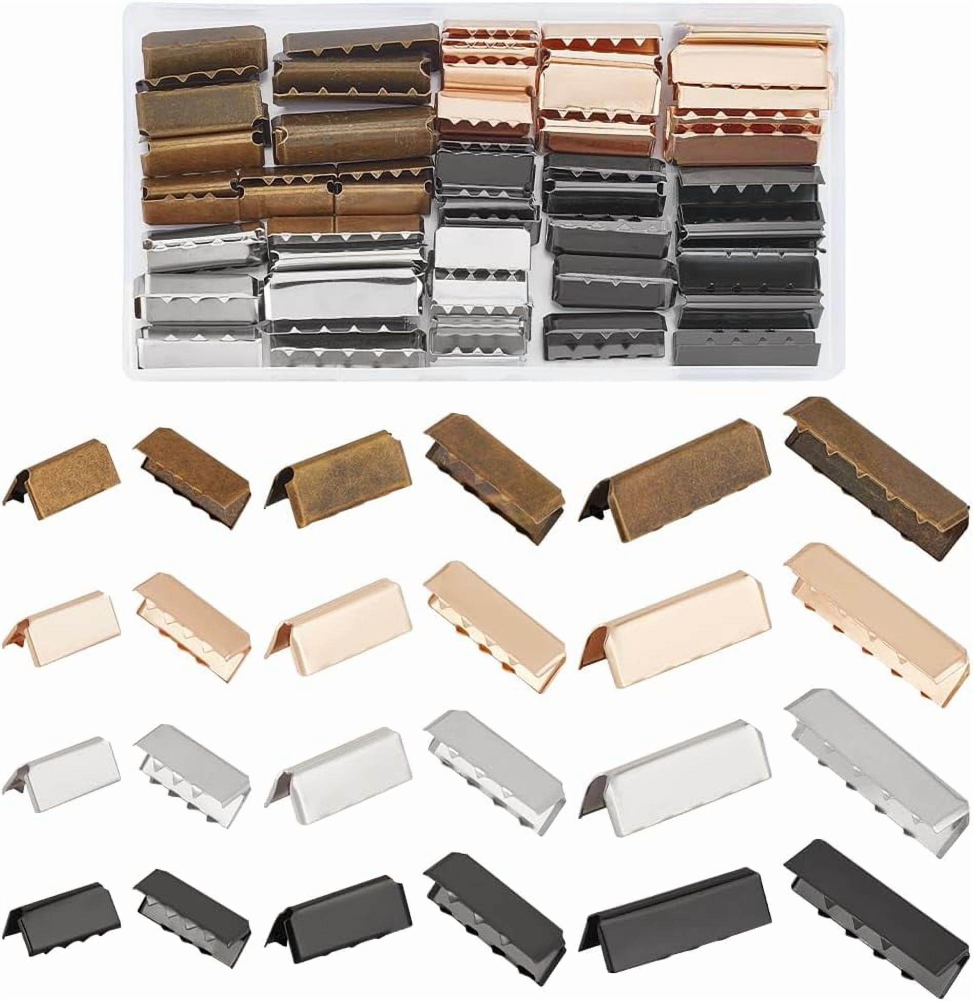 72pcs Ribbon Clamp Ends 12 Styles Belt Buckle End Ribbon Crimp Ends ...