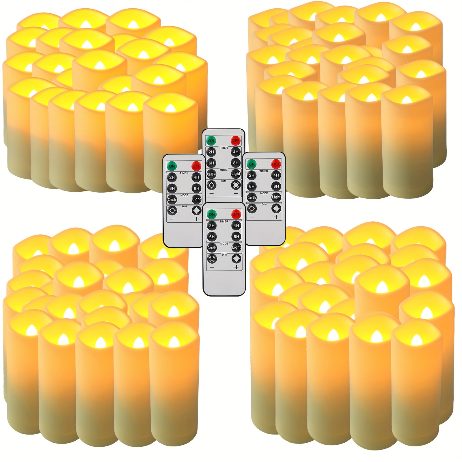 72pcs Set Of Flameless Flickering Candle Lights with Remote Control And ...
