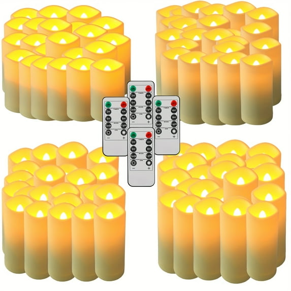 72pcs Set Of Flameless Flickering Candle Lights with Remote Control And ...