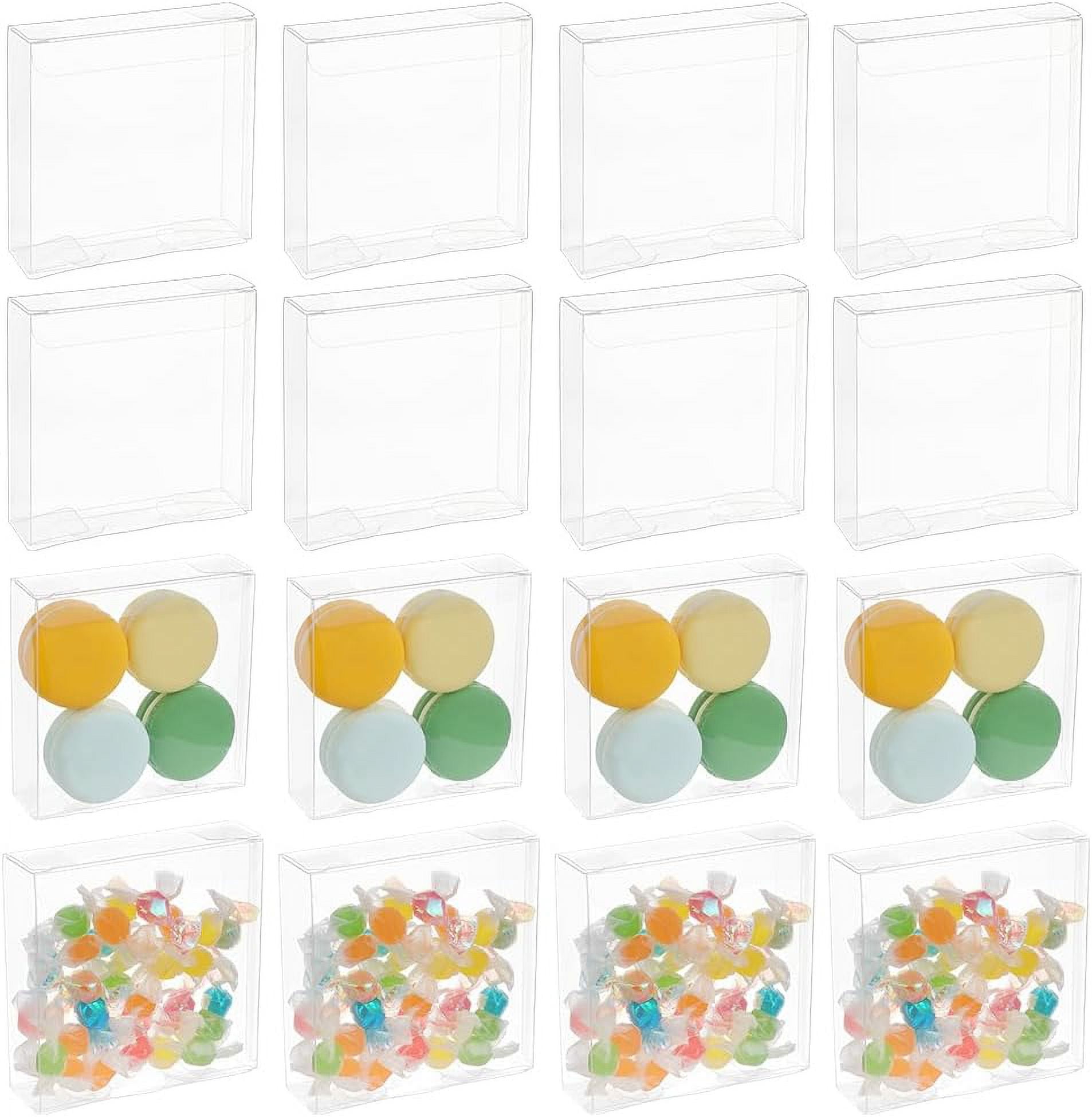 72pcs Transparent Gift Boxes 4x4x1.2inch Rectangle PVC Clear Wedding ...