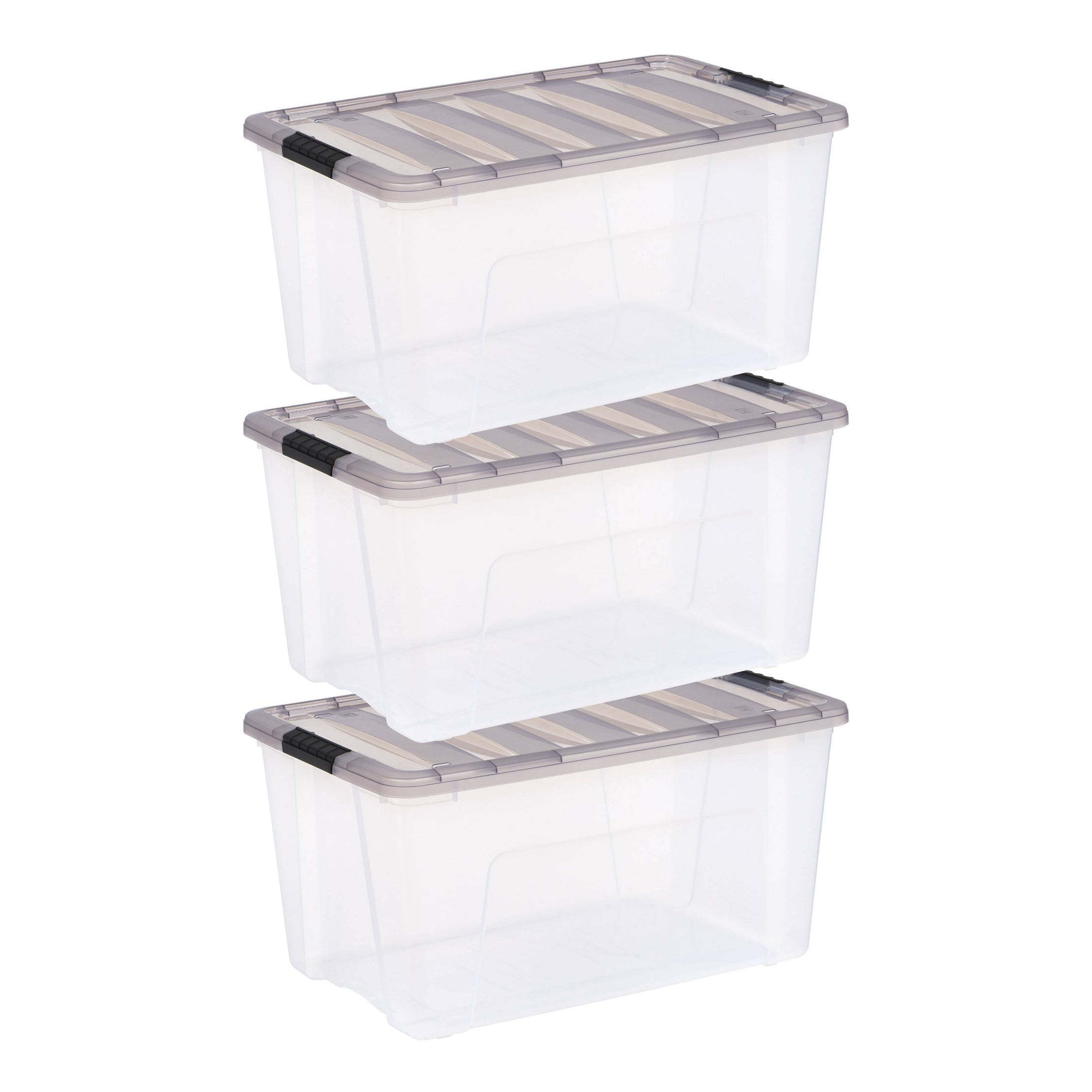 72qt 3pk Stack and Pull Plastic Storage Bin: Portable, Stackable ...