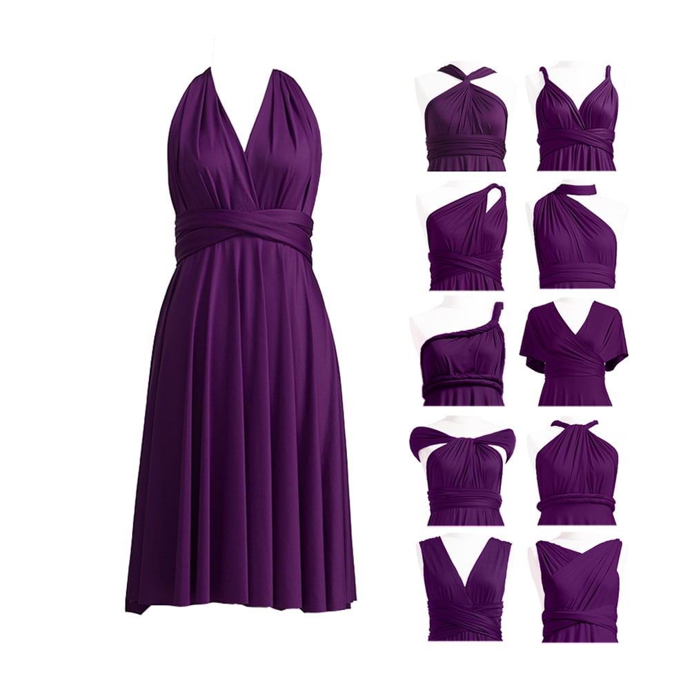 72styles Knee Length Short Infinity Dresses for Bridesmaids Convertible ...