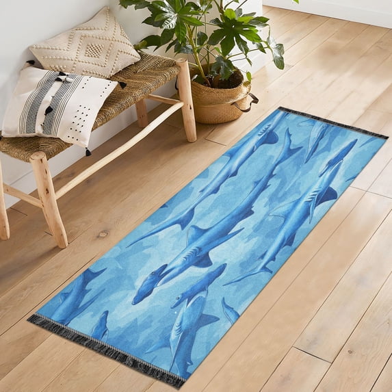 72x23.5 Runner Rug Non Slip Washable Hammerhead Shark Pattern Soft ...