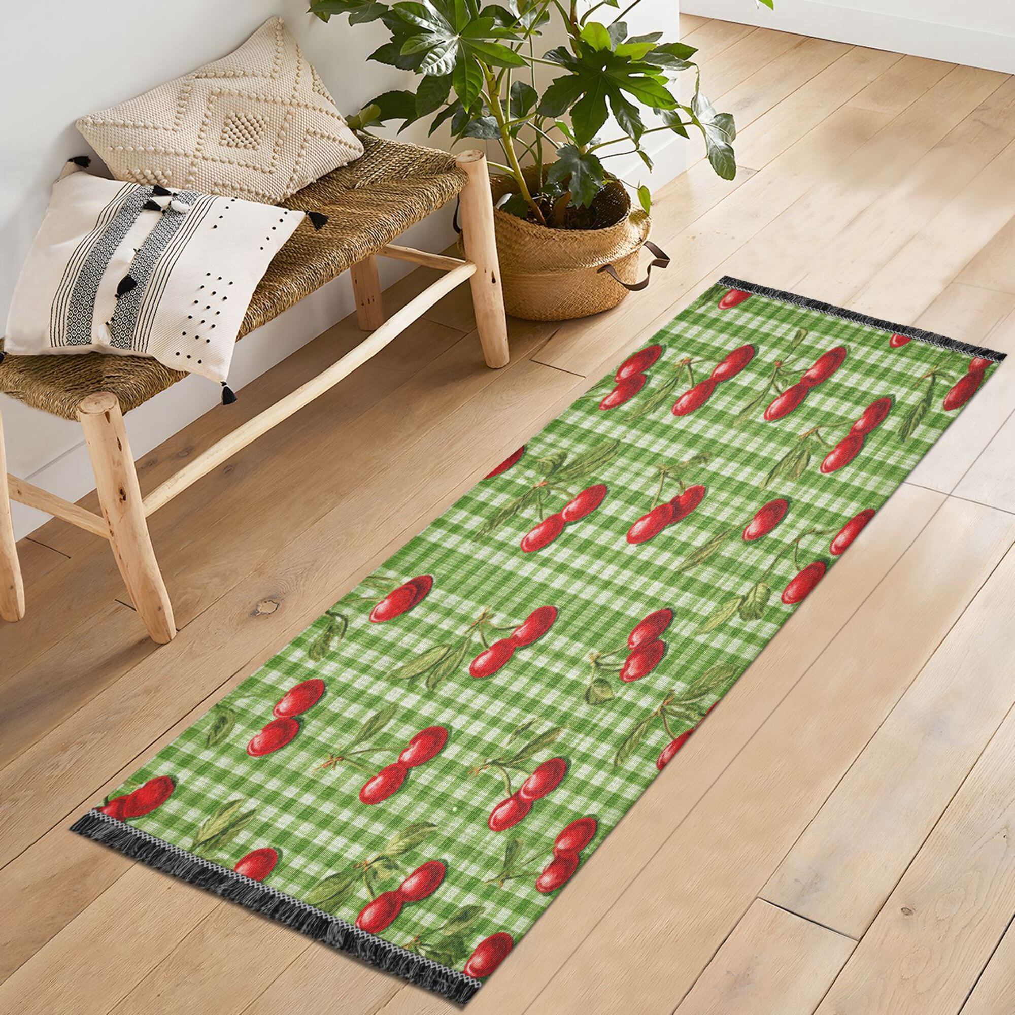 72x23.5 Runner Rug Non Slip Washable Inspiration Cherry Painting Soft ...
