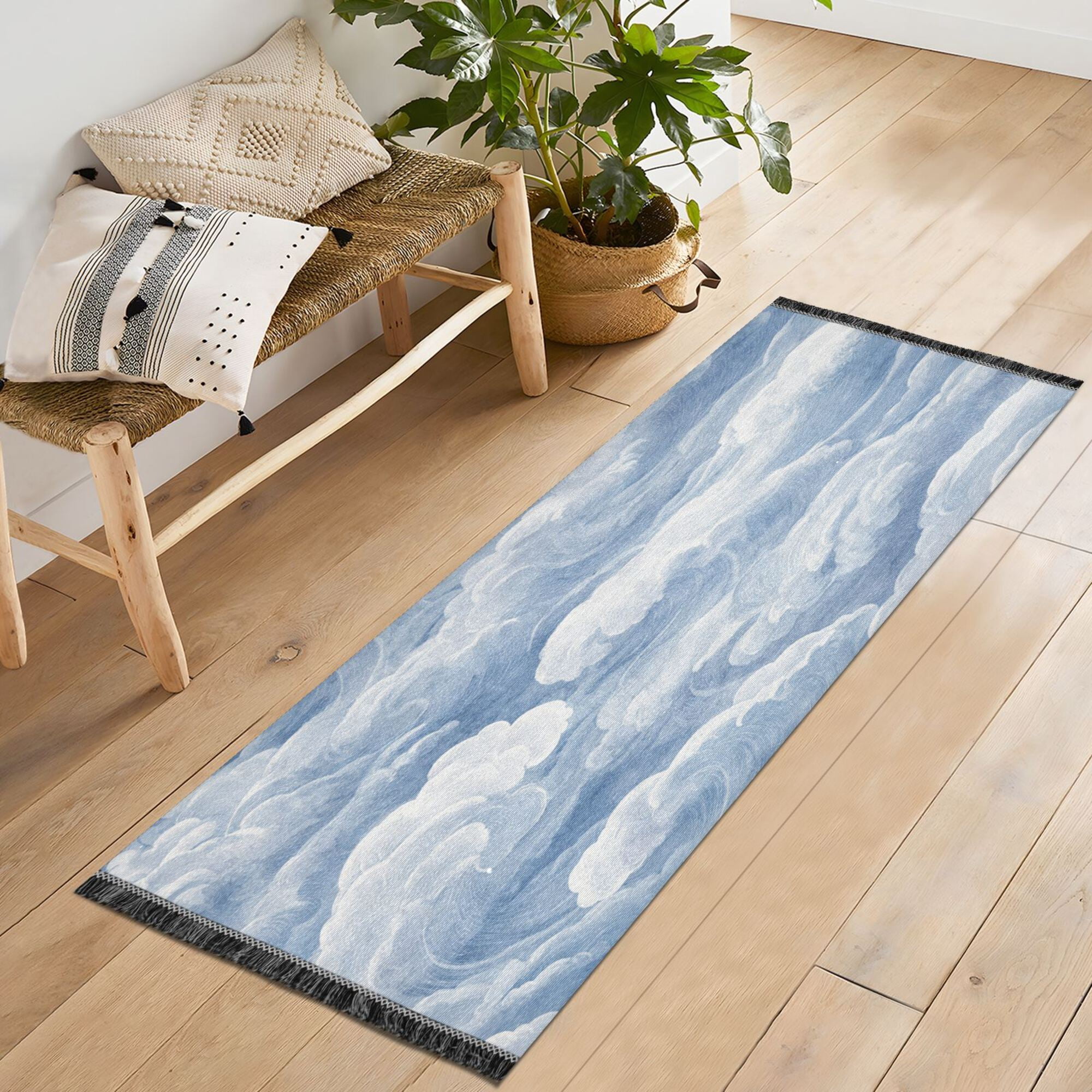 72x23.5 Runner Rug Non Slip Washable Oriental Cloud Patterns Soft Short ...