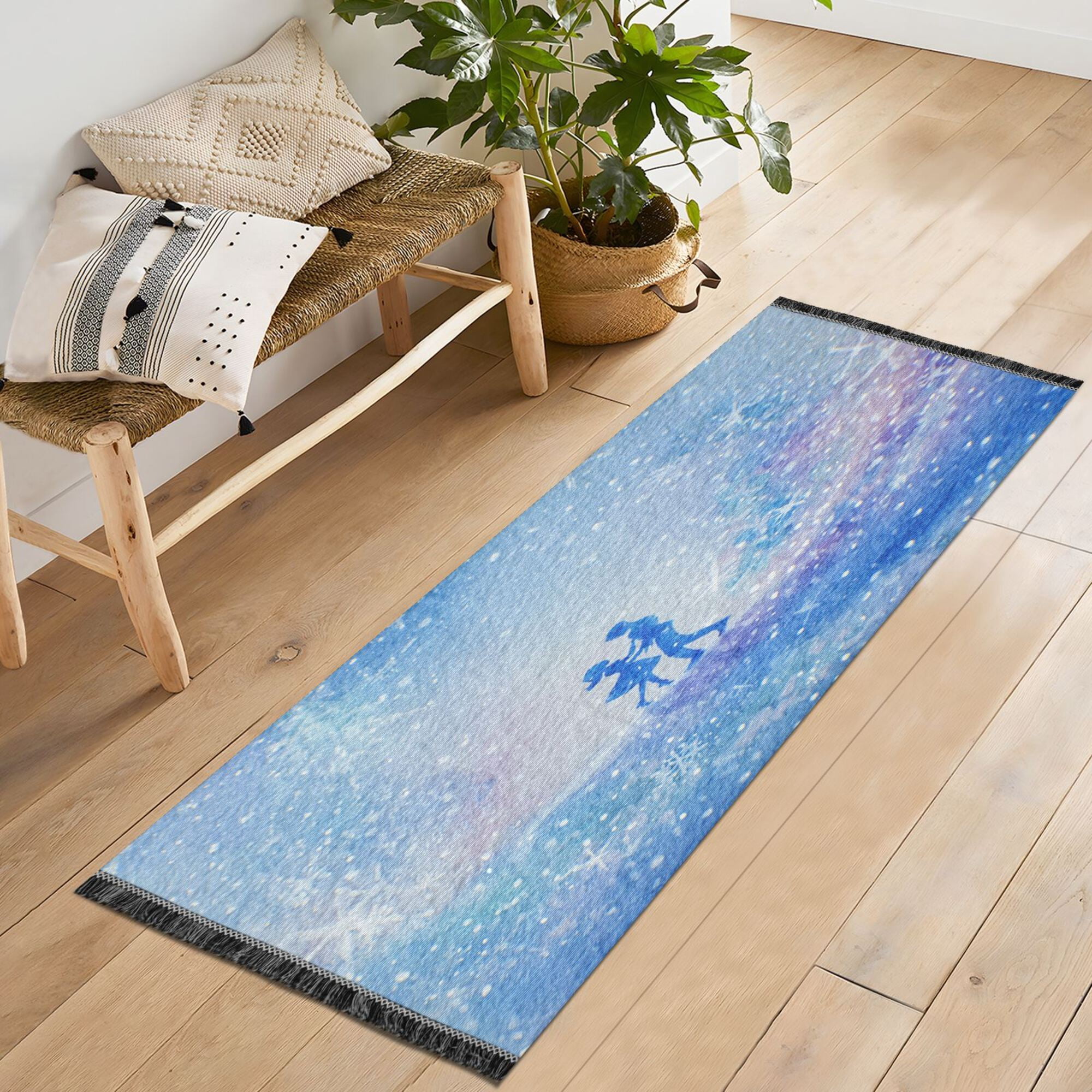 72x23.5 Runner Rug Non Slip Washable Snowy Dance Pattern Soft Short ...
