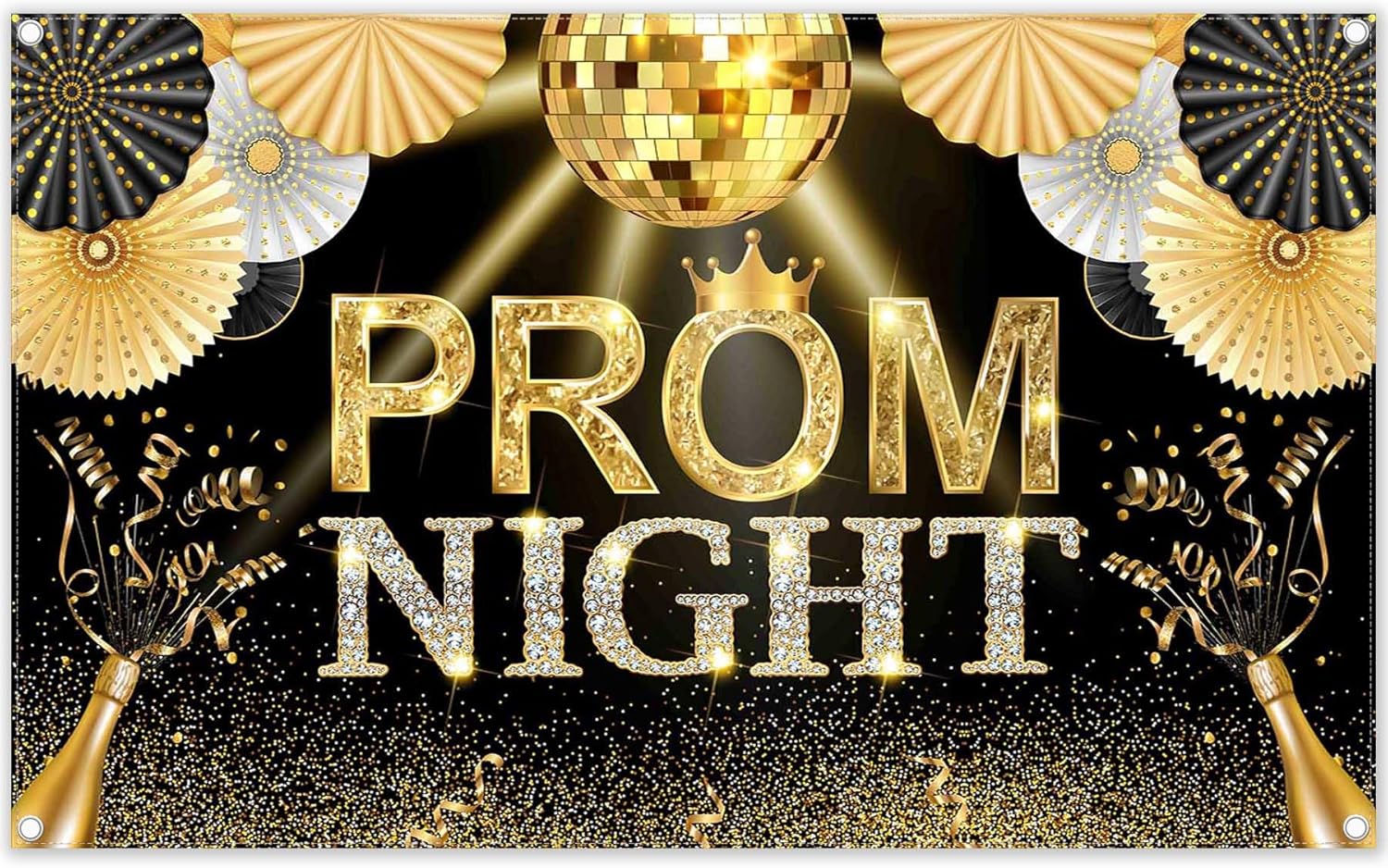 72x43inch Prom Night Backdrop 2024 Black and Golden Congrats Grad ...