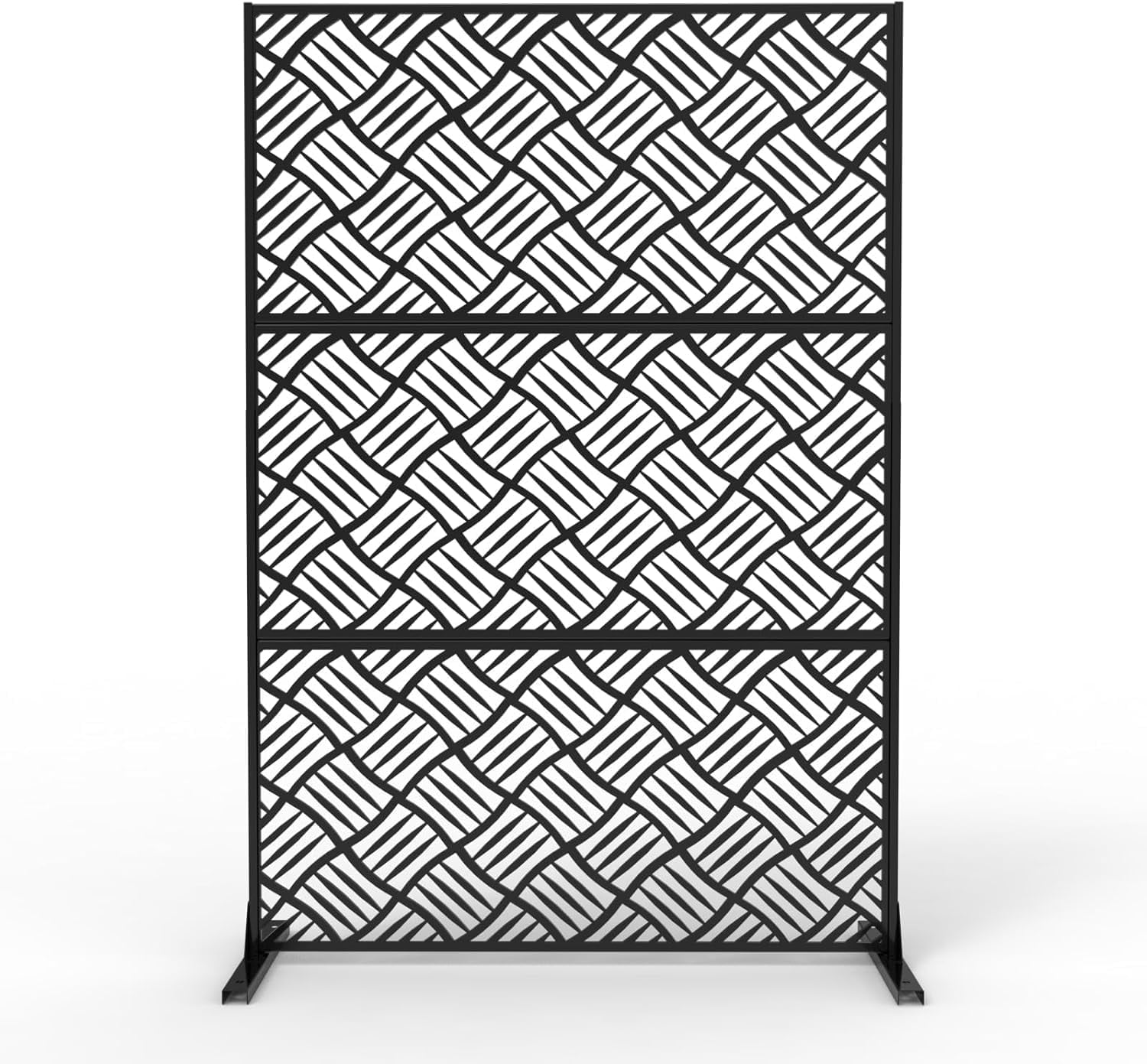 72x47 Metal Privacy Screen 3 Panels, Freestanding Outdoor Fence with ...