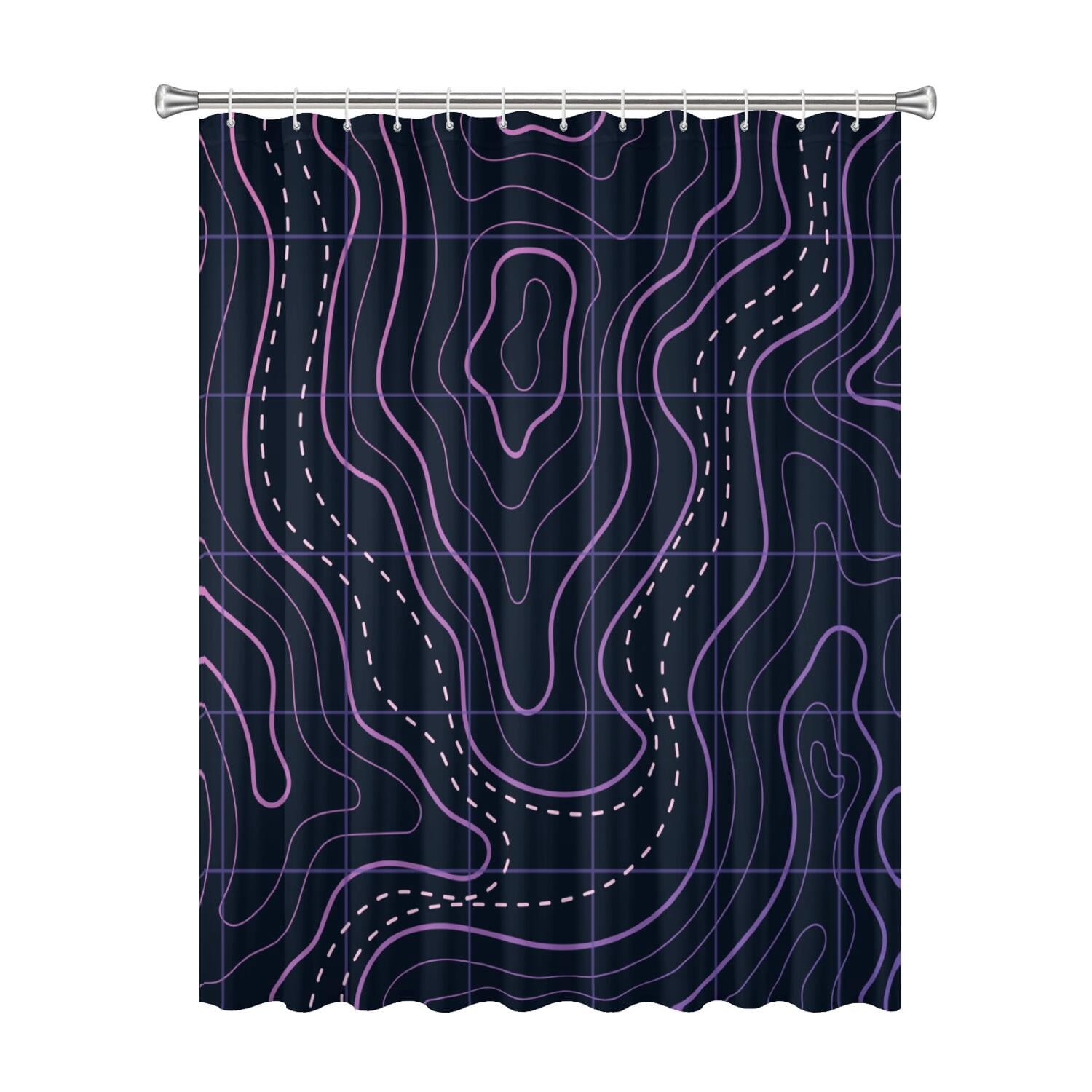 72x72 Inch Fabric Shower Curtain Waterproof Polyester, Map Adventure ...