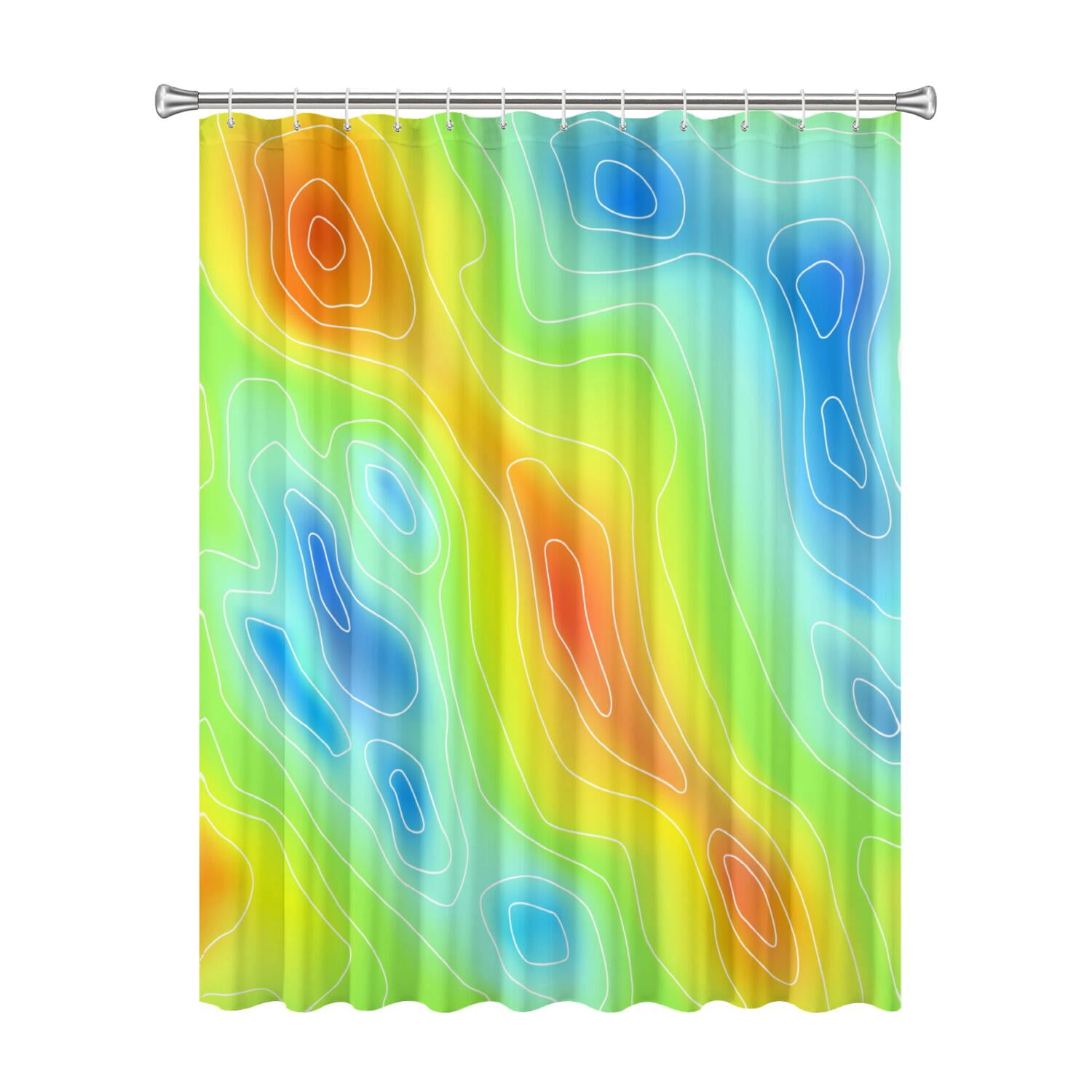 72x72 Inch Fabric Shower Curtain Waterproof Polyester, Map Adventure ...