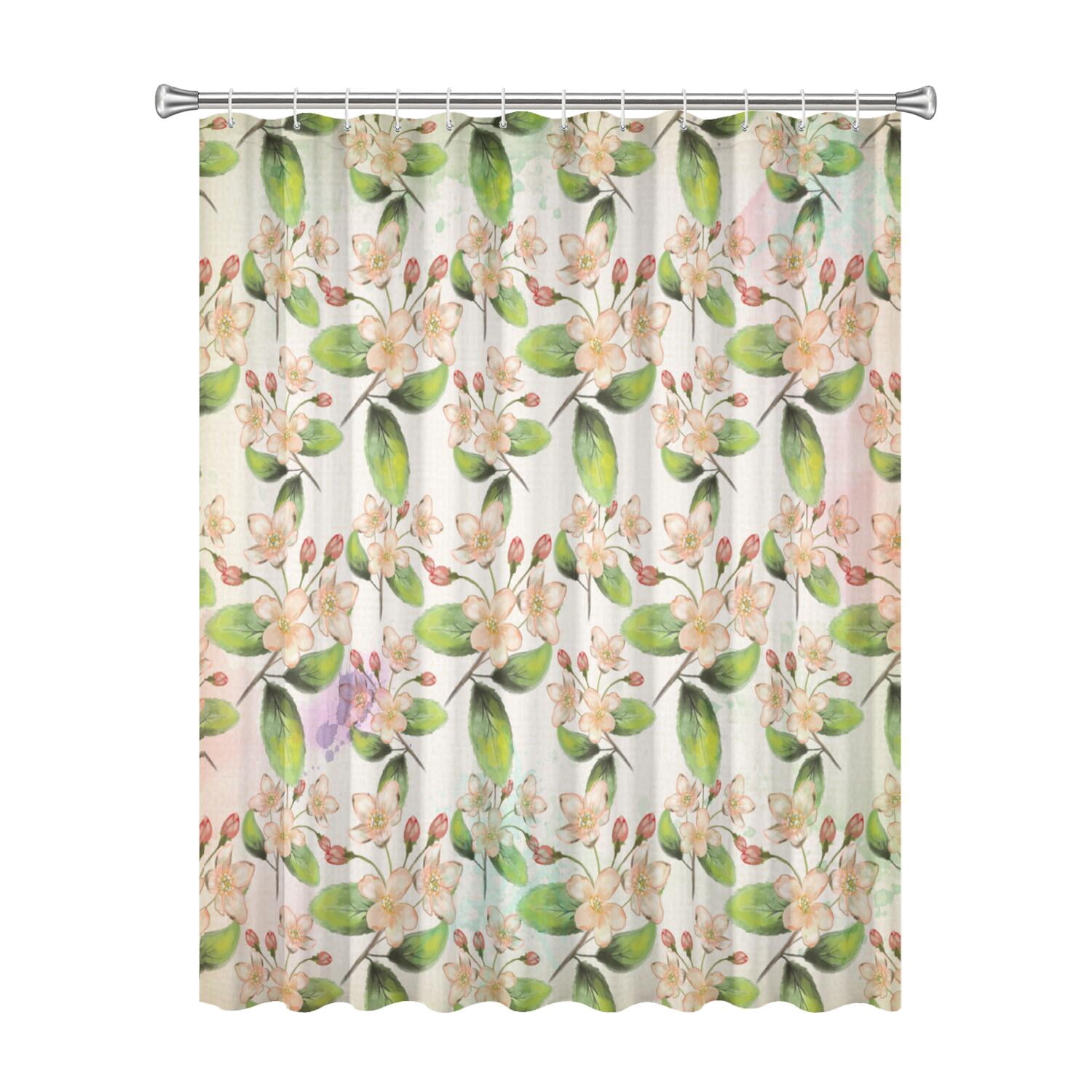 72x72 Inch Fabric Shower Curtain Waterproof Polyester, Spring Flowers ...