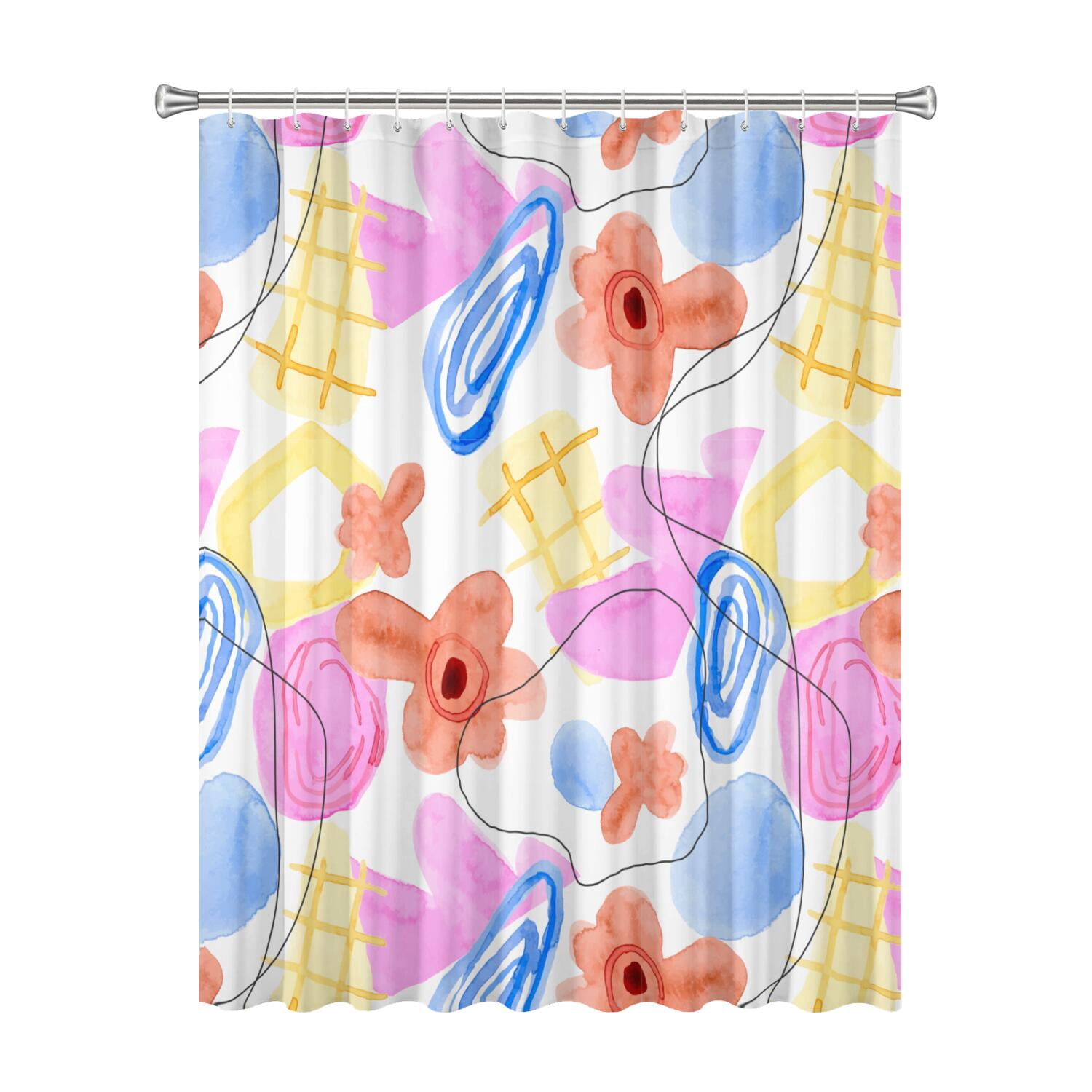 72x72 Inch Fabric Shower Curtain Waterproof Polyester, Spring Flowers ...