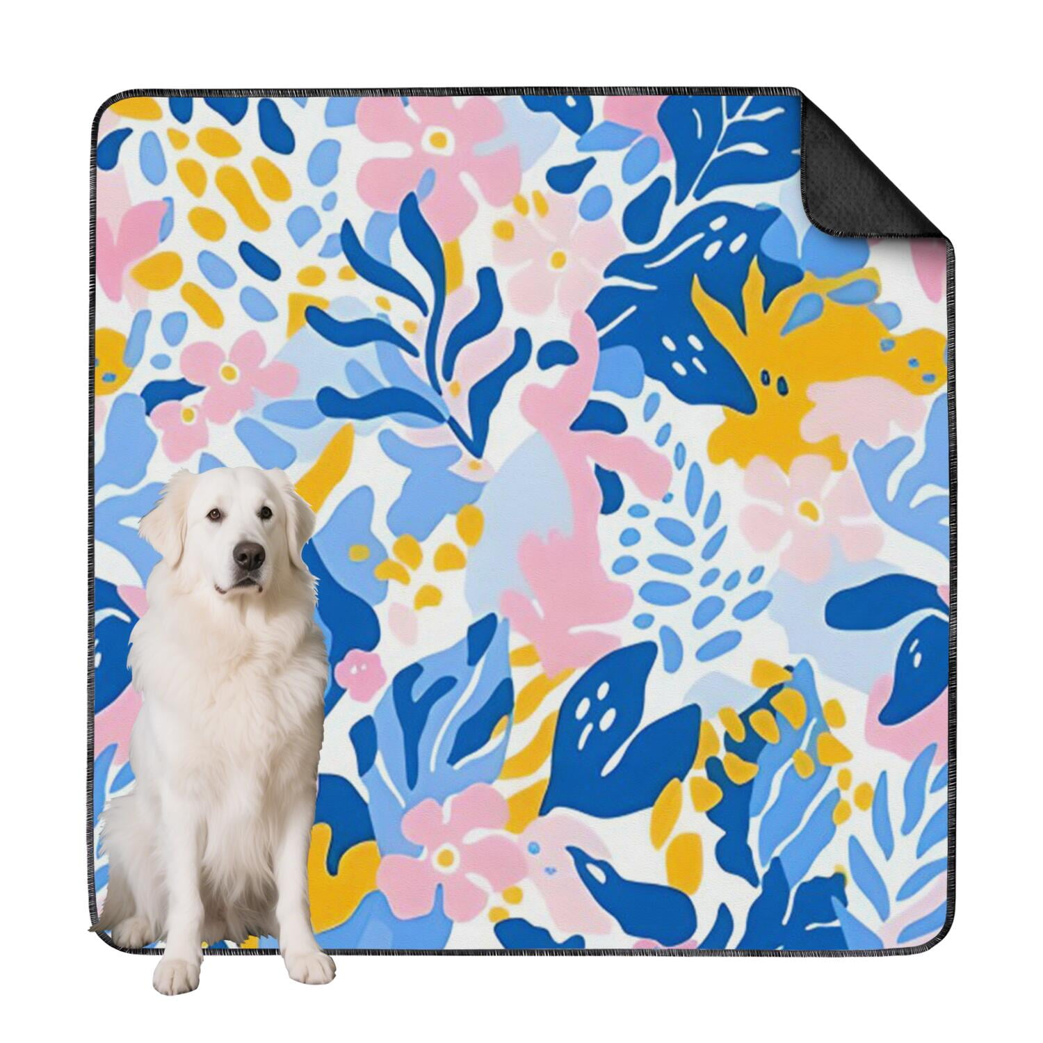 72x72 Inch Washable Pet Mat with Non-Skid Base, Boho Style Reusable ...