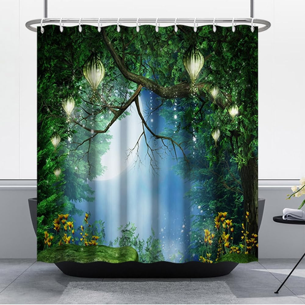 72x72 Inches Enchanted Forest Shower Curtain Fairy Tales Magic Tree ...