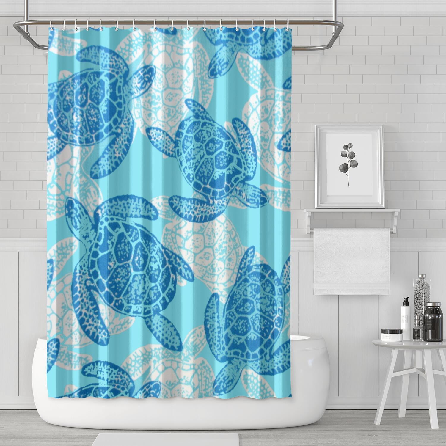72x72in Sea Turtle Shower Curtain for Bathroom Decor, Tropical Ocean ...