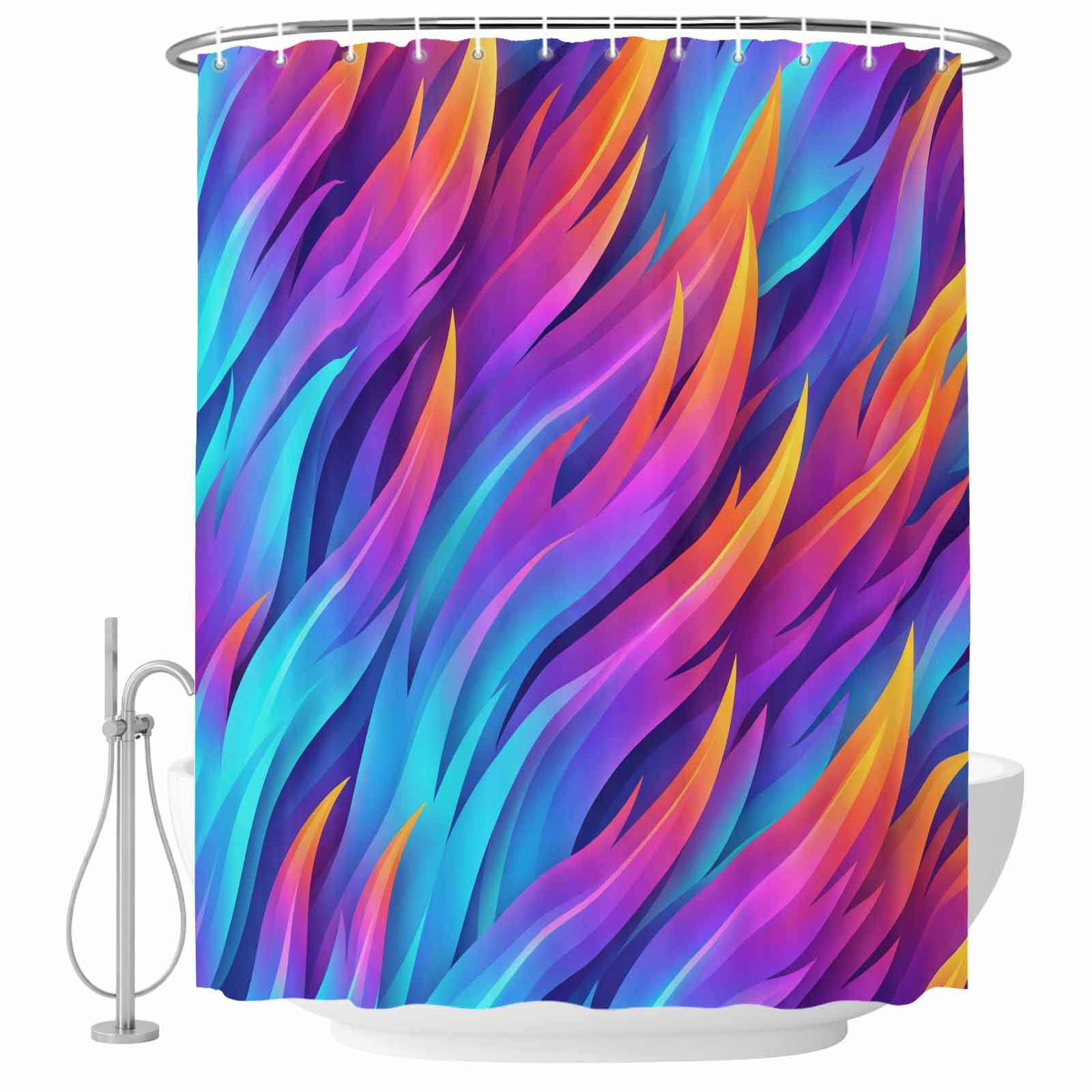 72x78 Inch Shower Curtain Abstract Flame Bathroom Decor, Waterproof ...