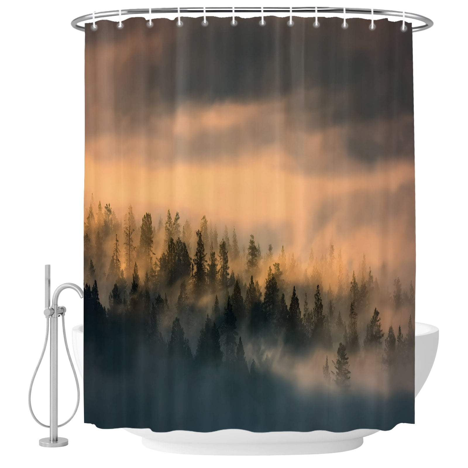 72x78 Inch Shower Curtain Abstract Pine Trees Bathroom Decor ...