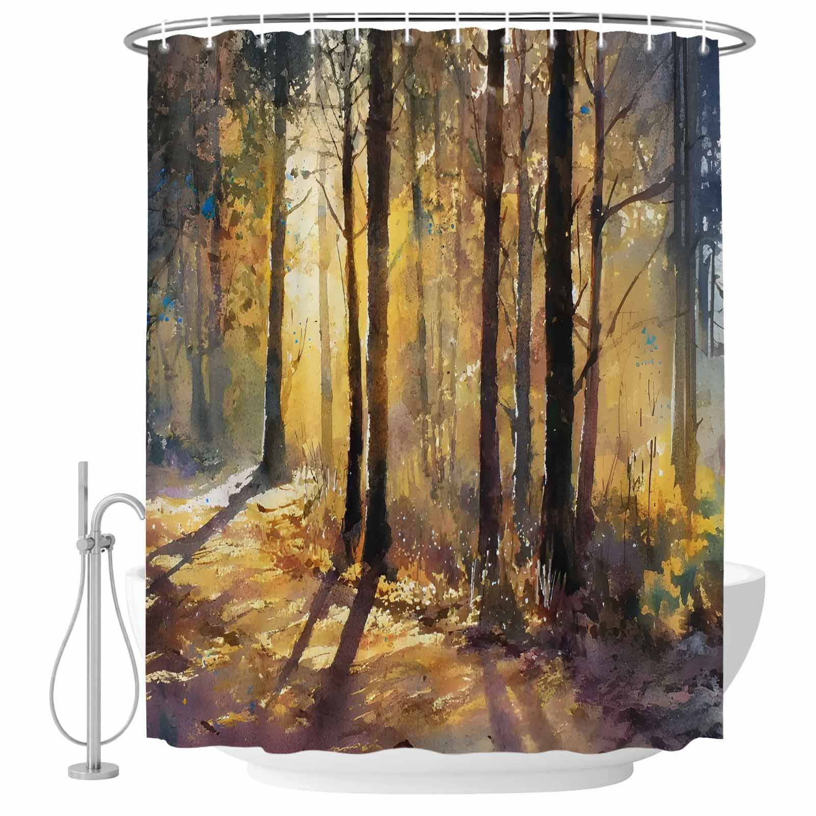 72x78 Inch Shower Curtain Autumn Forest Bathroom Decor, Waterproof ...