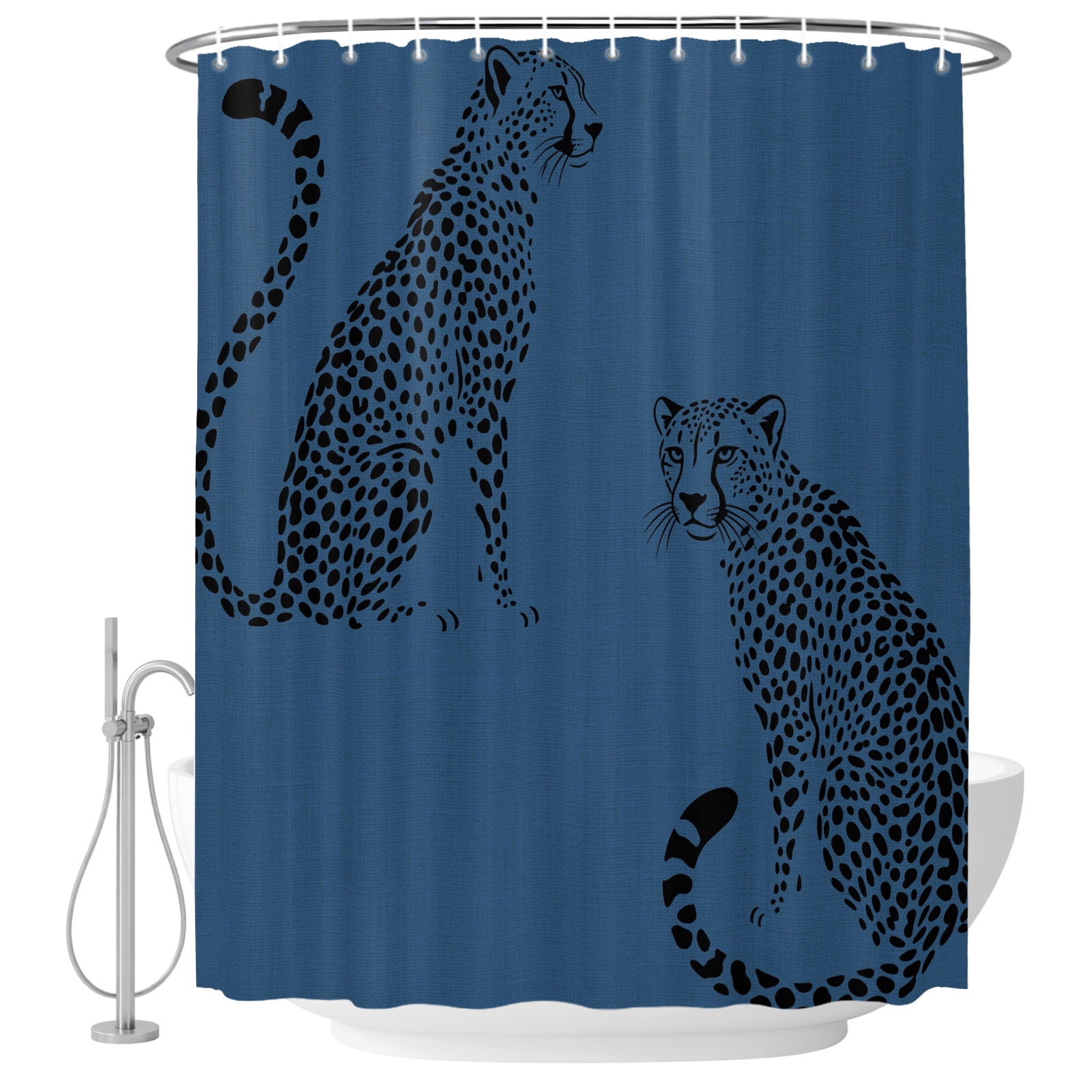 72x78 Inch Shower Curtain Black Leopard Prints Bathroom Decor ...