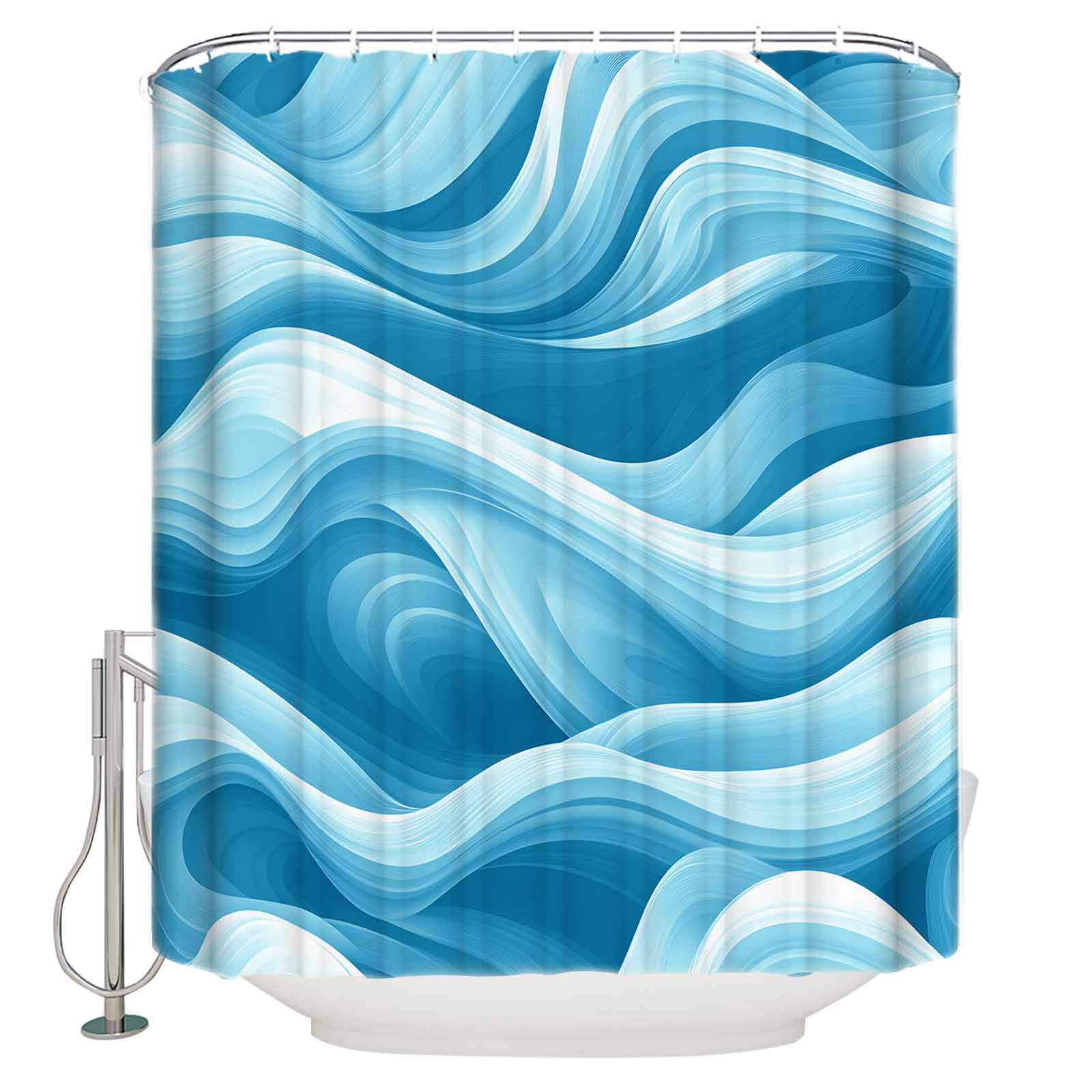 72x78 Inch Shower Curtain Blue White Ombre Bathroom Decor Waterproof ...