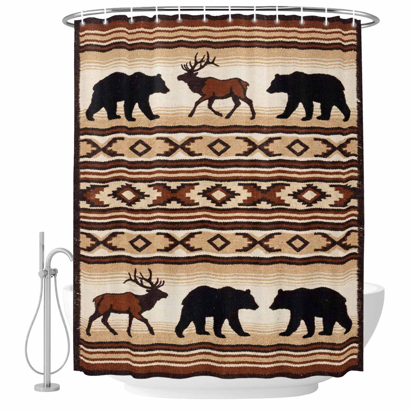 72x78 Inch Shower Curtain Brown Boho Bathroom Decor, Waterproof Fabric ...