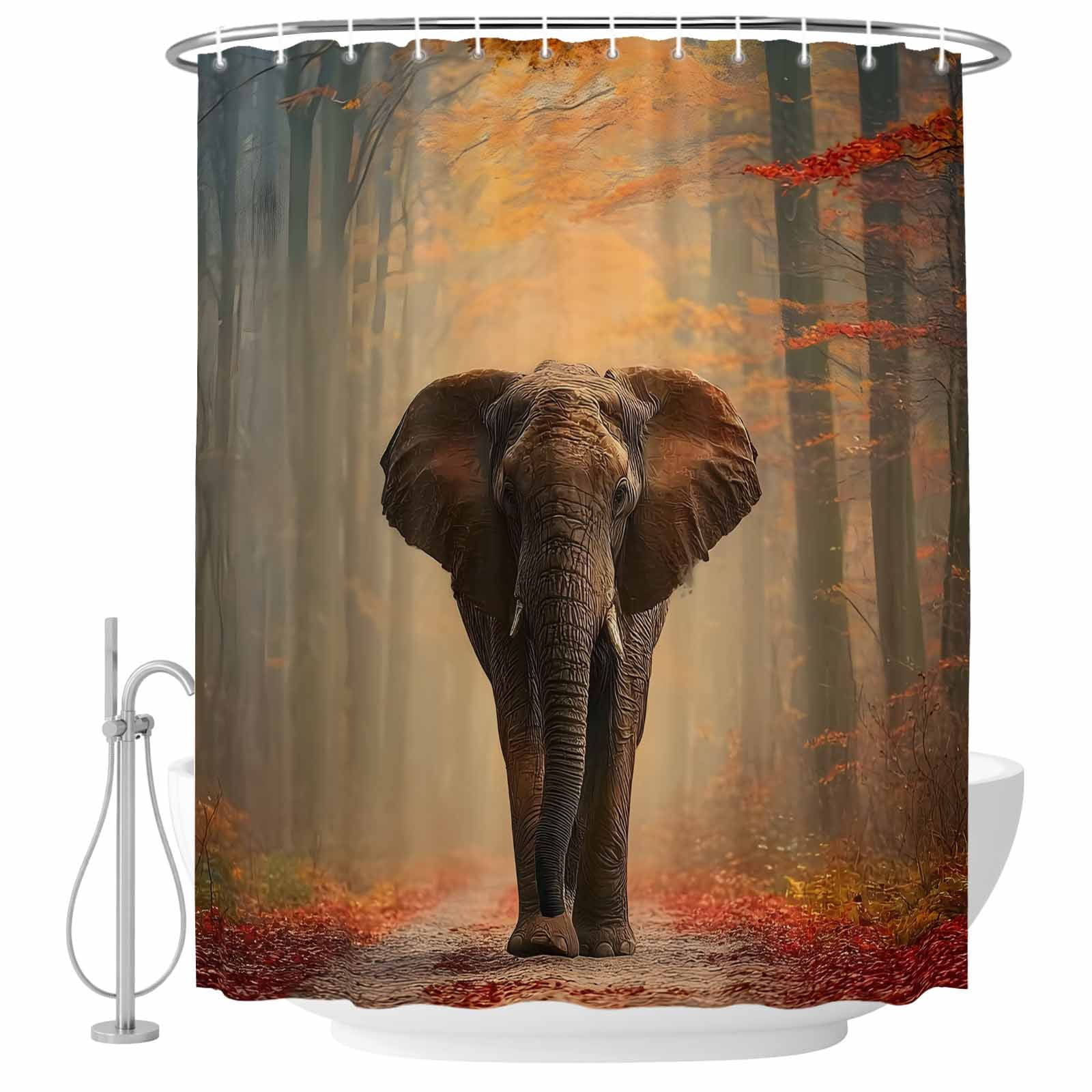 72x78 Inch Shower Curtain Elephants Bathroom Decor, Waterproof Fabric ...