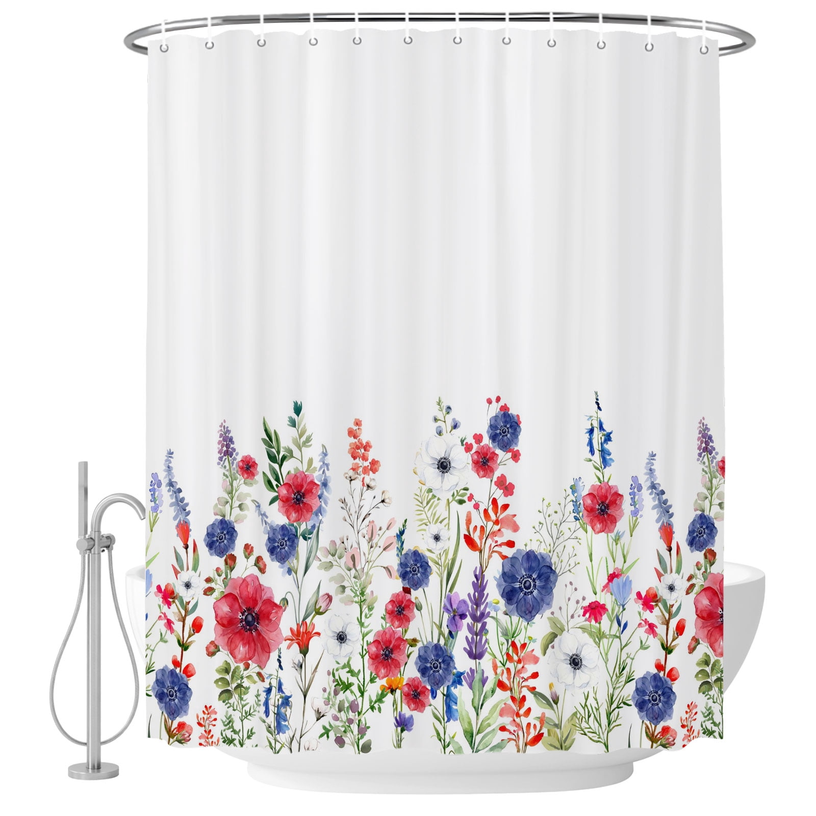 72x78 Inch Shower Curtain Farmhouse Flowers Bathroom Decor, Waterproof ...
