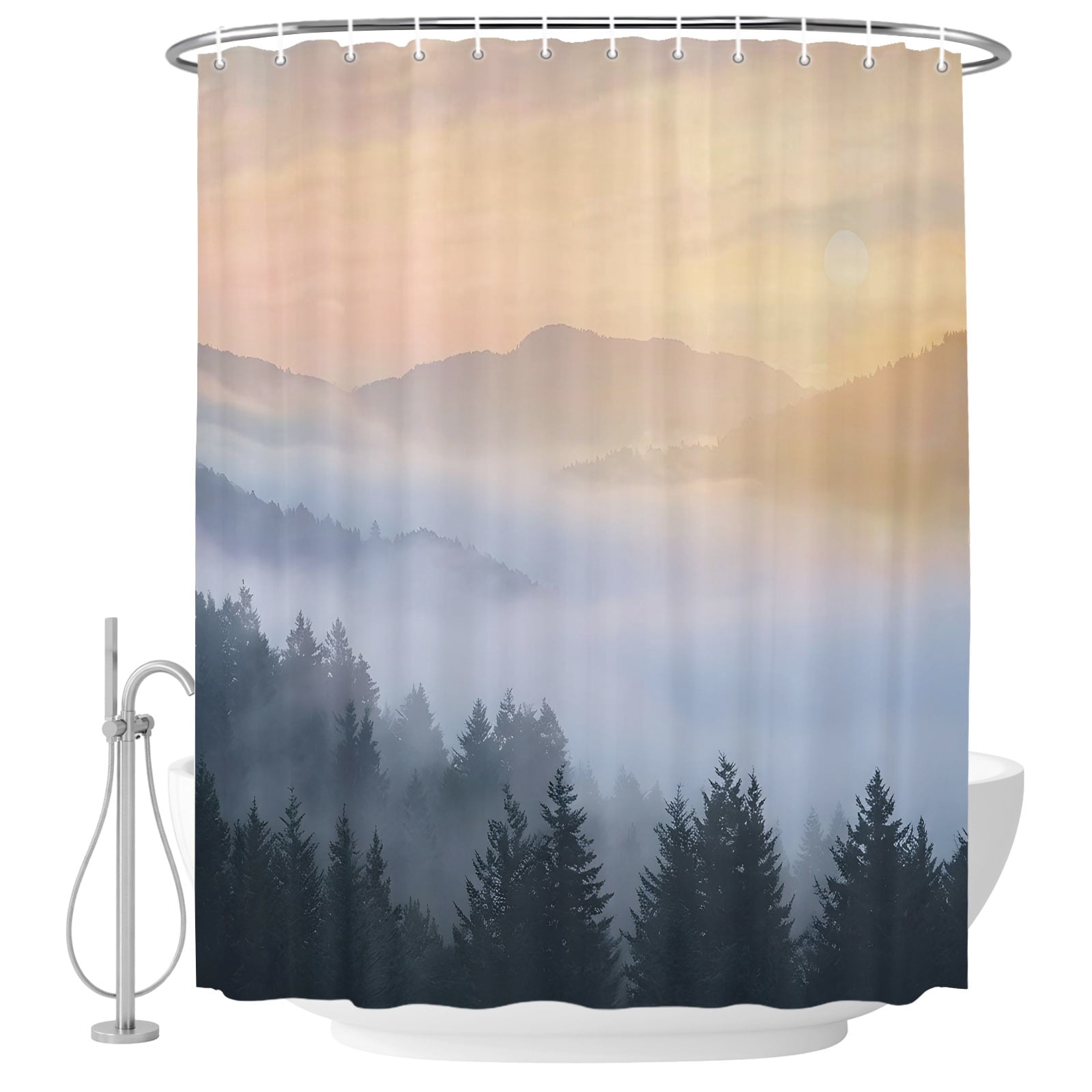 72x78 Inch Shower Curtain Fog Forest Bathroom Decor, Waterproof Fabric ...