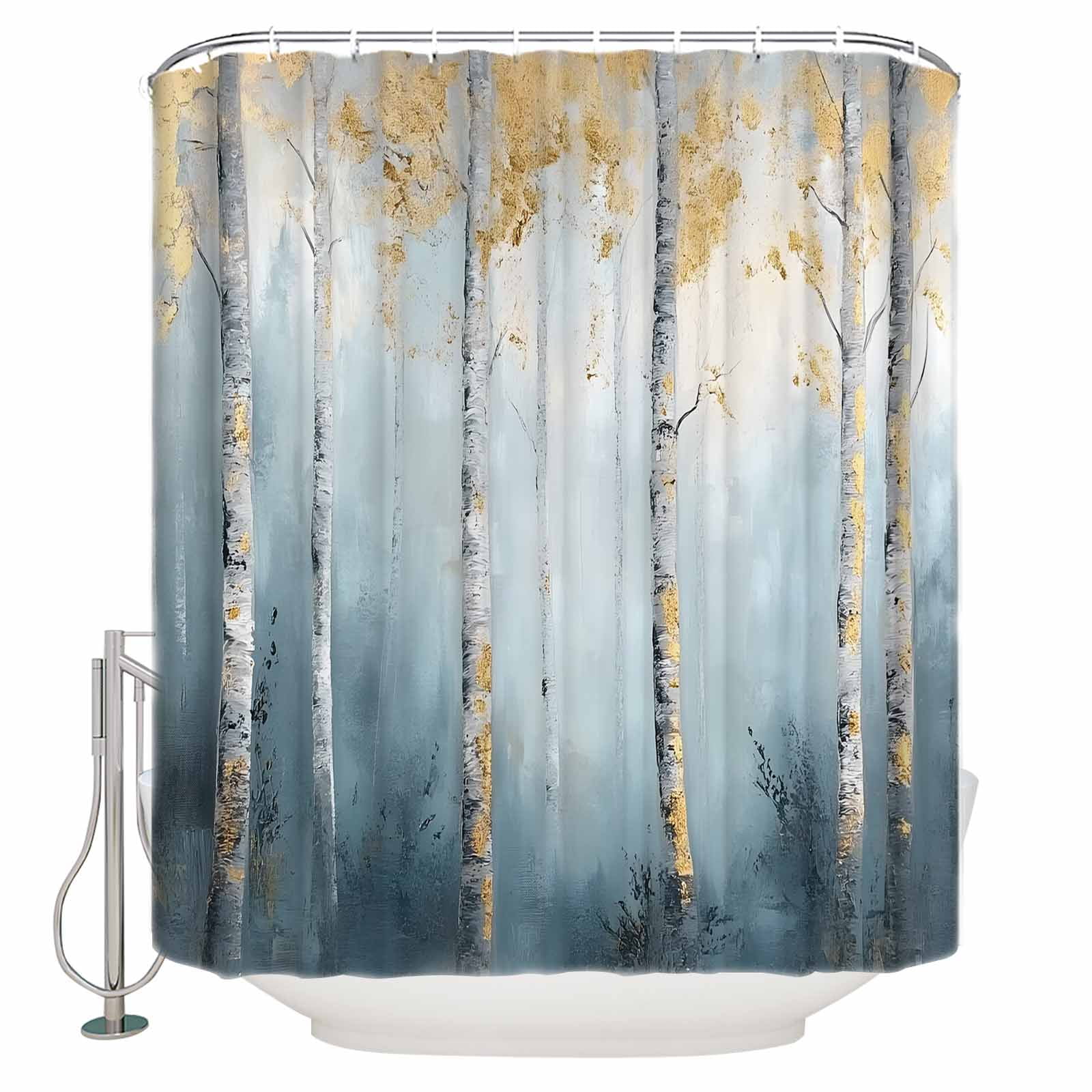 72x78 Inch Shower Curtain Forest Tree Bathroom Decor Waterproof Fabric ...