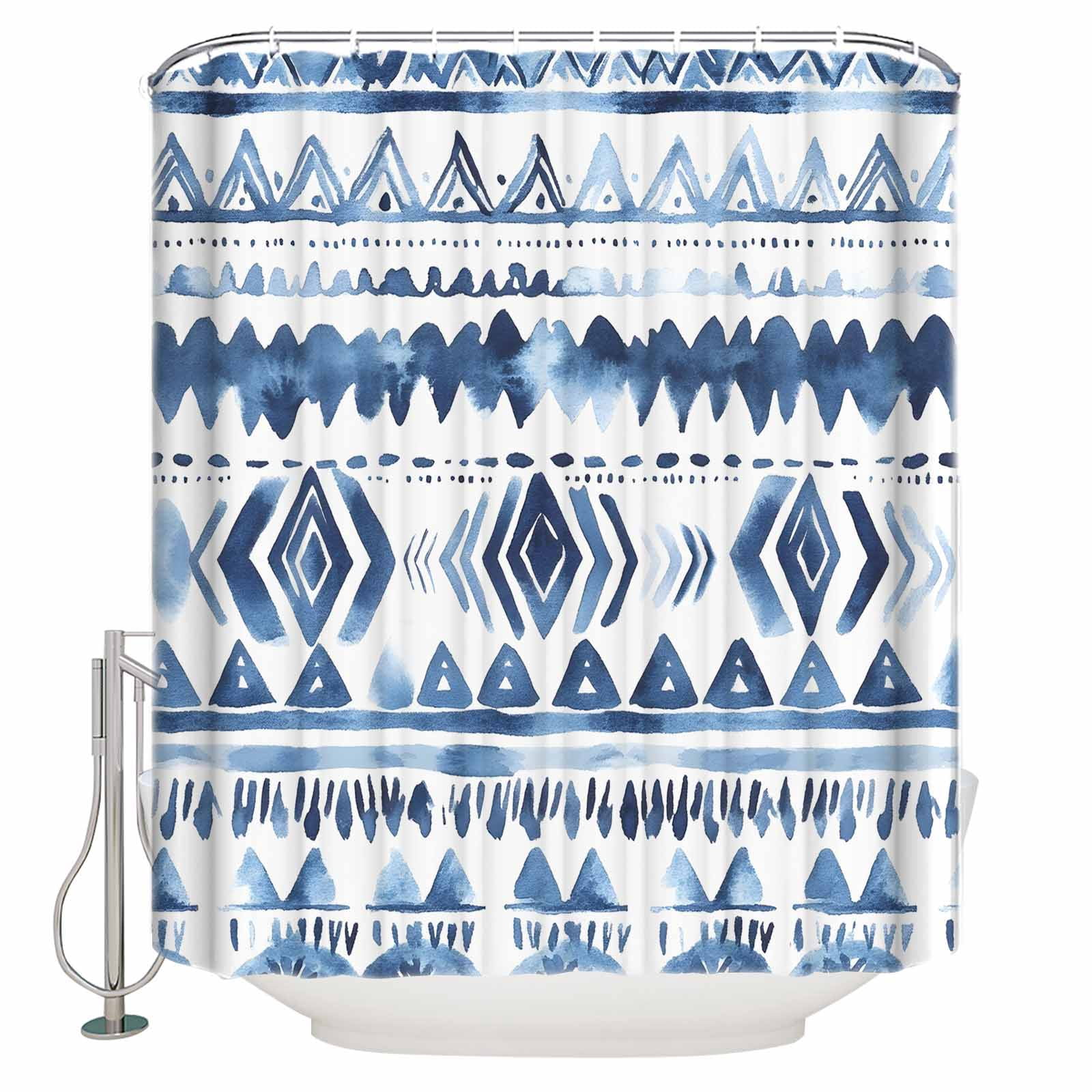 72x78 Inch Shower Curtain Geometric Boho Bathroom Decor Waterproof ...