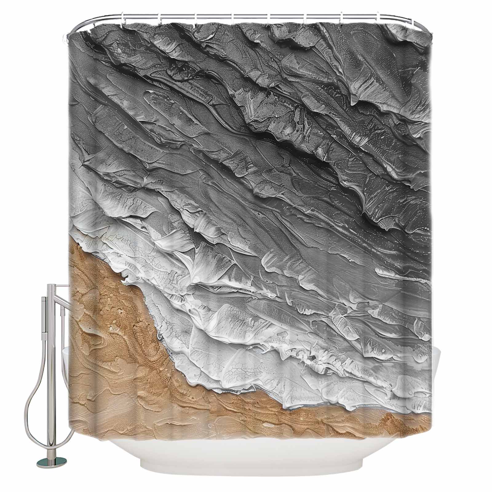72x78 Inch Shower Curtain Grey Coastal Beach Bathroom Decor Waterproof ...