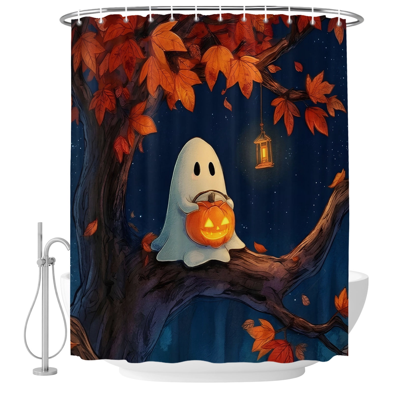 72x78 Inch Shower Curtain Halloween Ghost Bathroom Decor, Waterproof ...