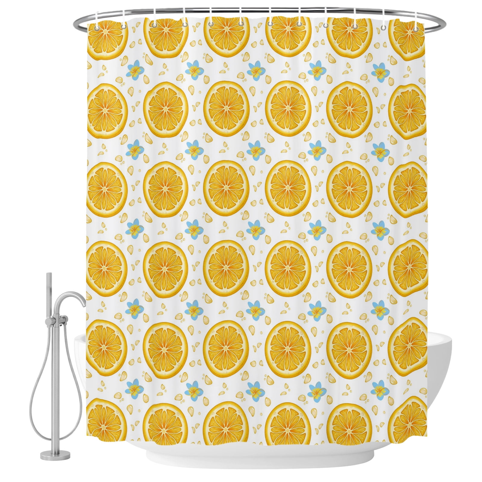 72x78 Inch Shower Curtain Lemon Bathroom Decor, Waterproof Fabric ...
