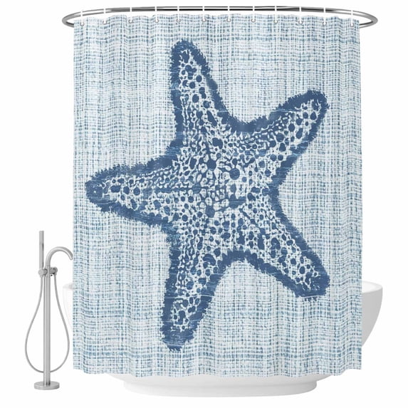 72x78 Inch Shower Curtain Navy Blue Starfish Bathroom Decor, Waterproof ...