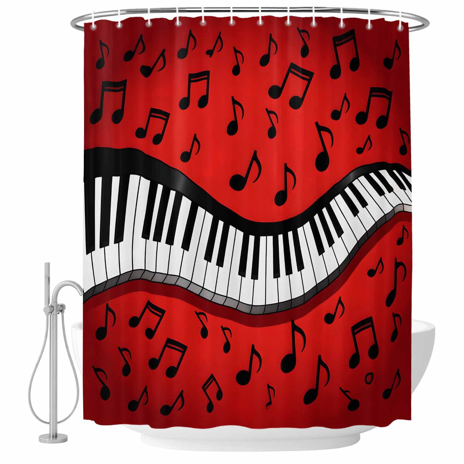 72x78 Inch Shower Curtain Piano Keyboards Bathroom Decor, Waterproof ...