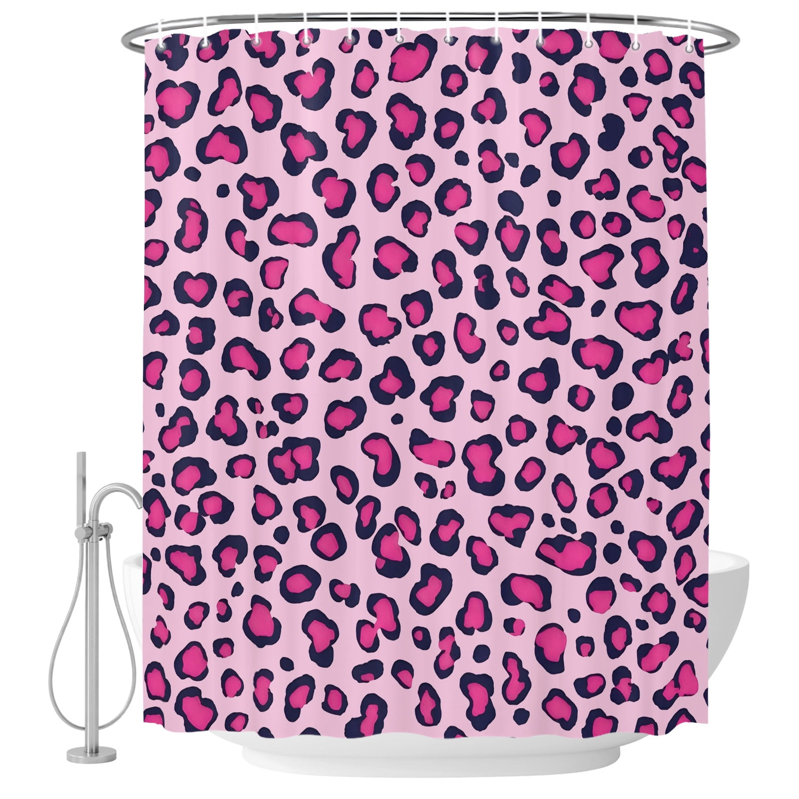 72x78 Inch Shower Curtain Pink Leopard Bathroom Decor, Waterproof ...