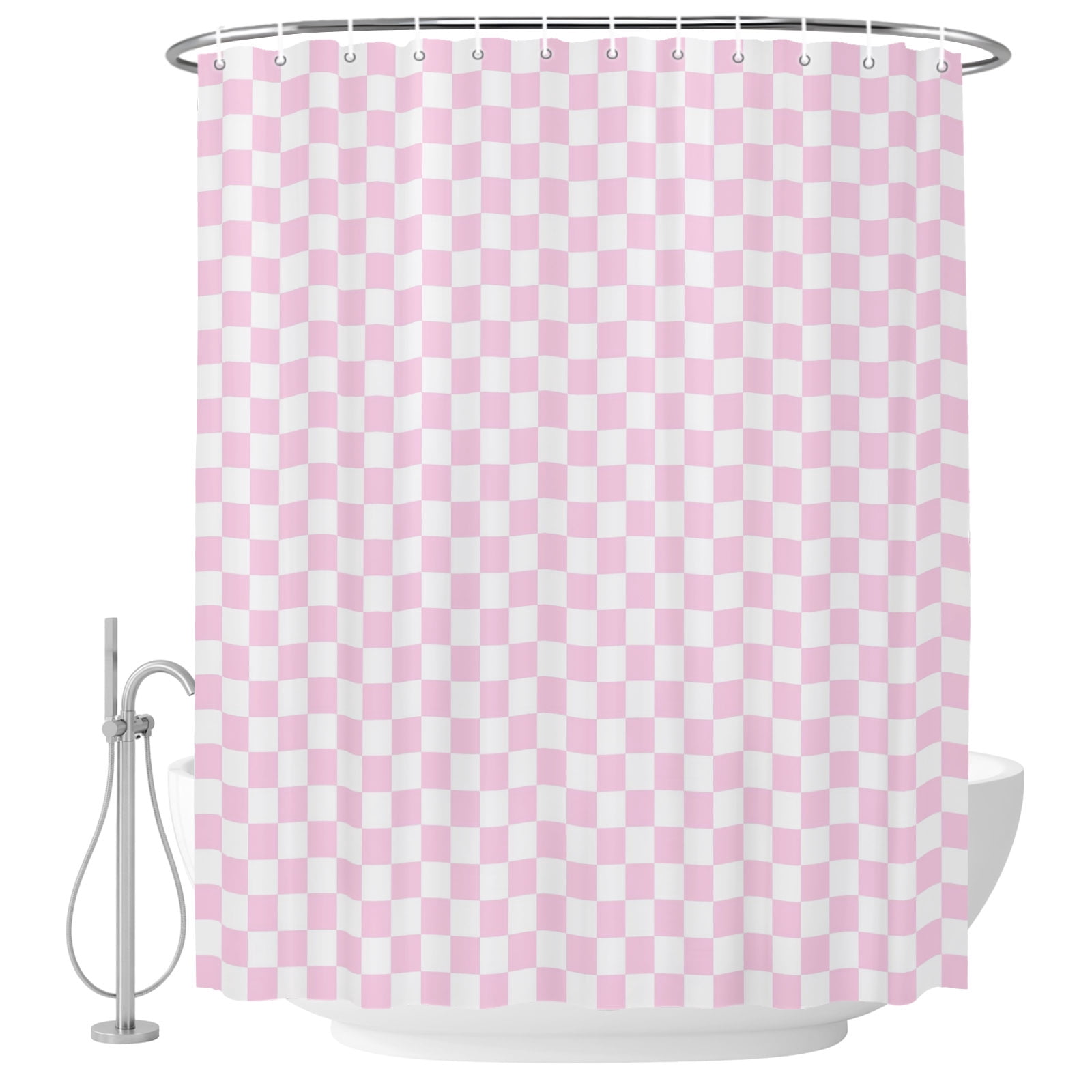 72x78 Inch Shower Curtain Rustic Pink Plaid Bathroom Decor, Waterproof ...