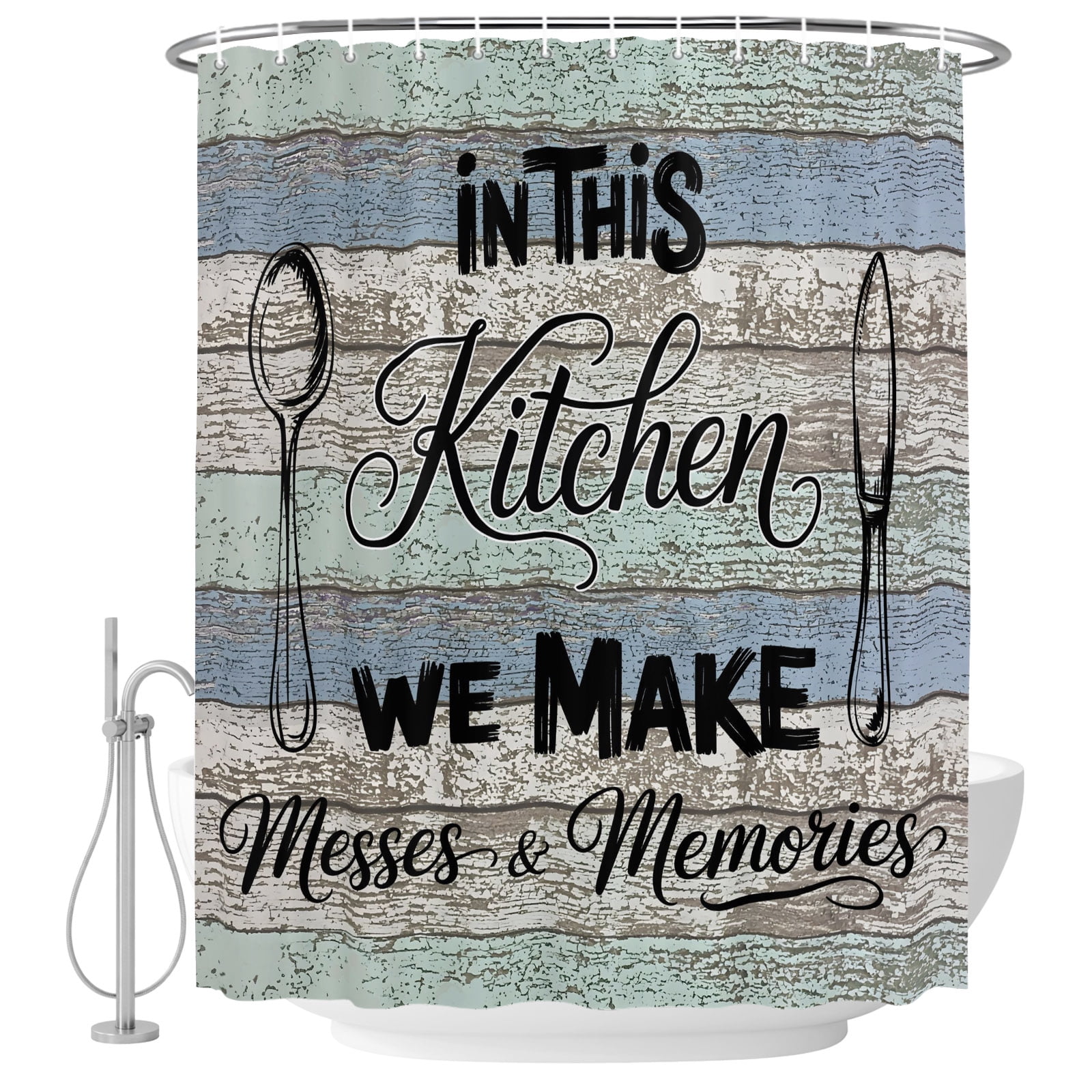72x78 Inch Shower Curtain Spoon Knife Kitchen Bathroom Decor ...