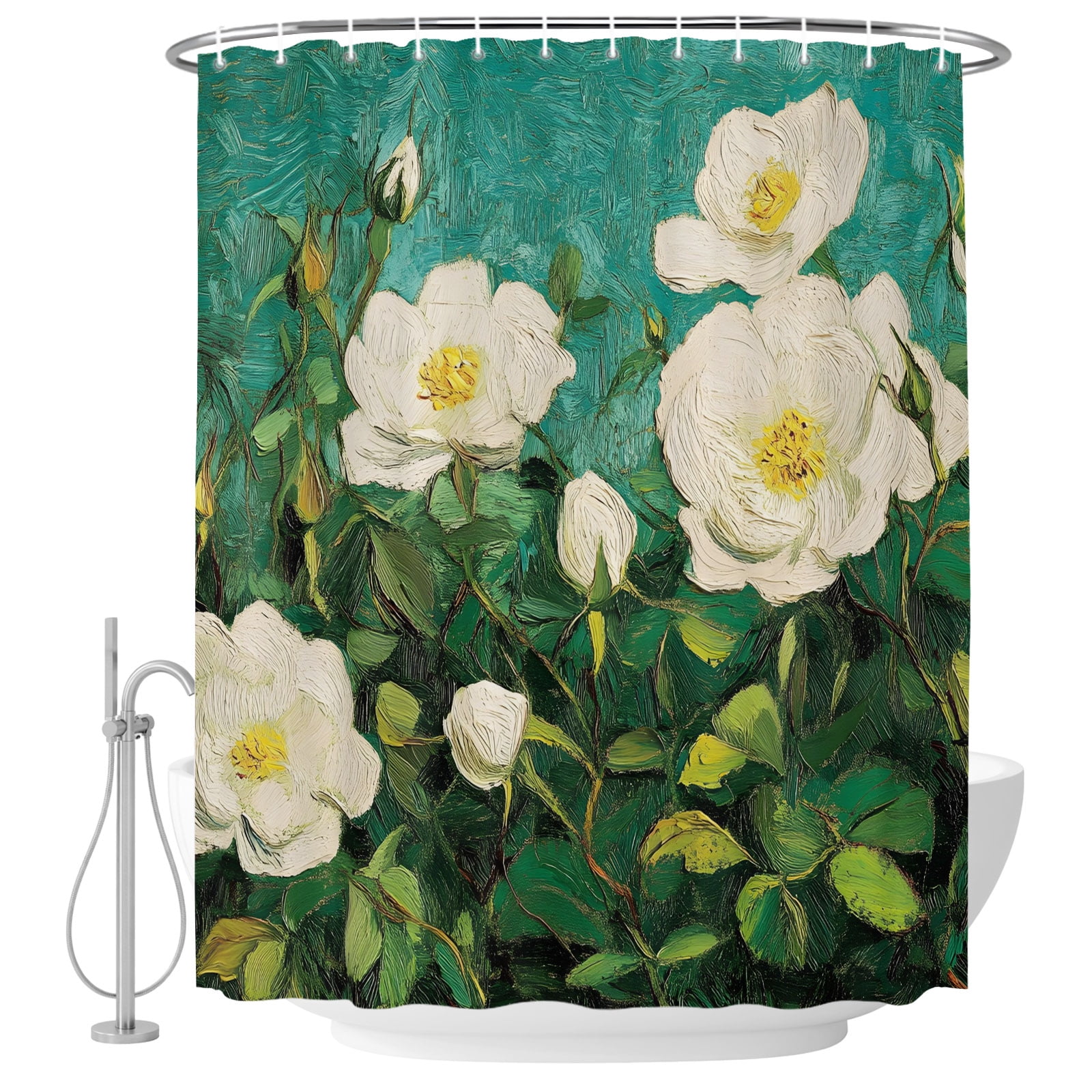 72x78 Inch Shower Curtain Spring Floral Bathroom Decor, Waterproof ...