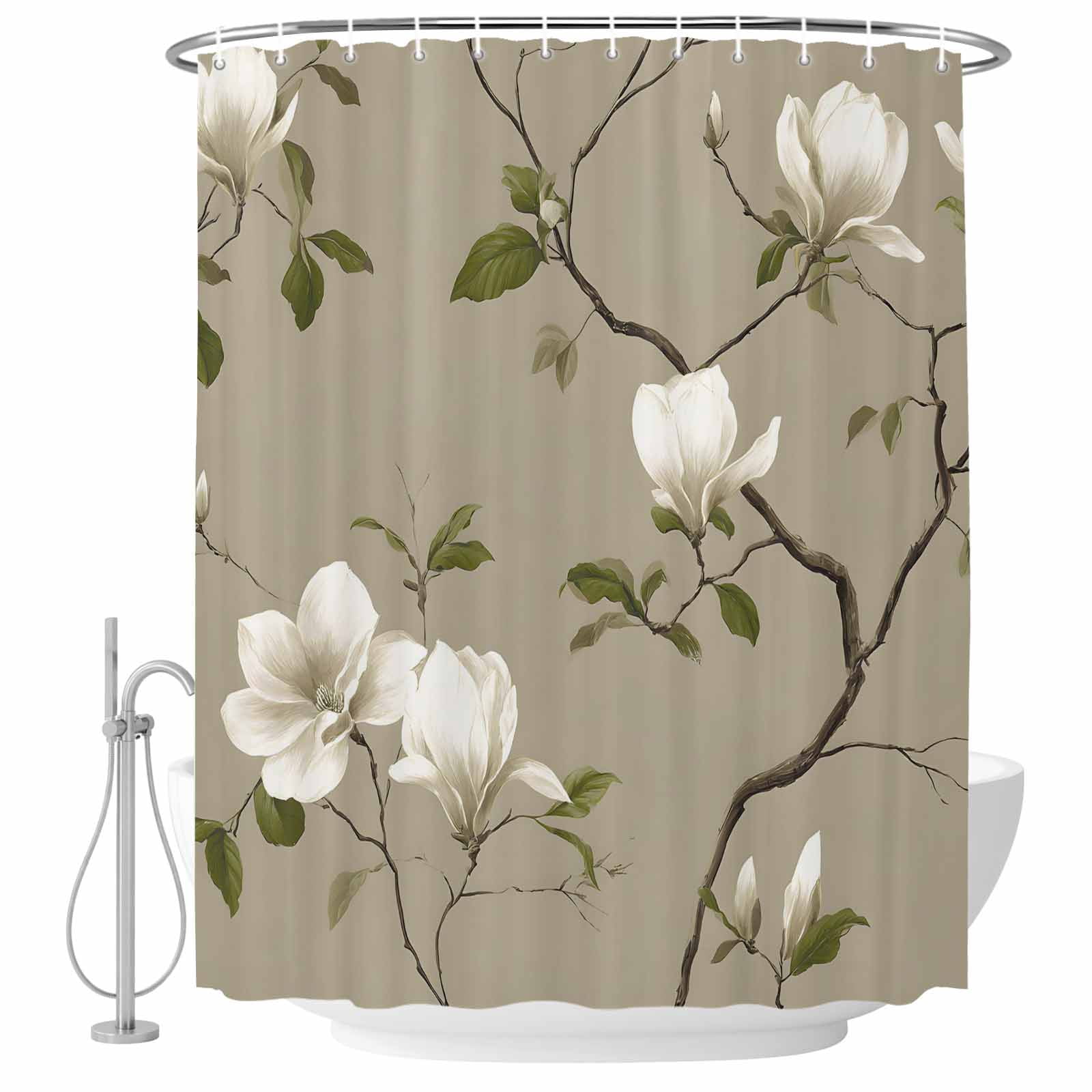 72x78 Inch Shower Curtain Spring Floral Bathroom Decor, Waterproof ...
