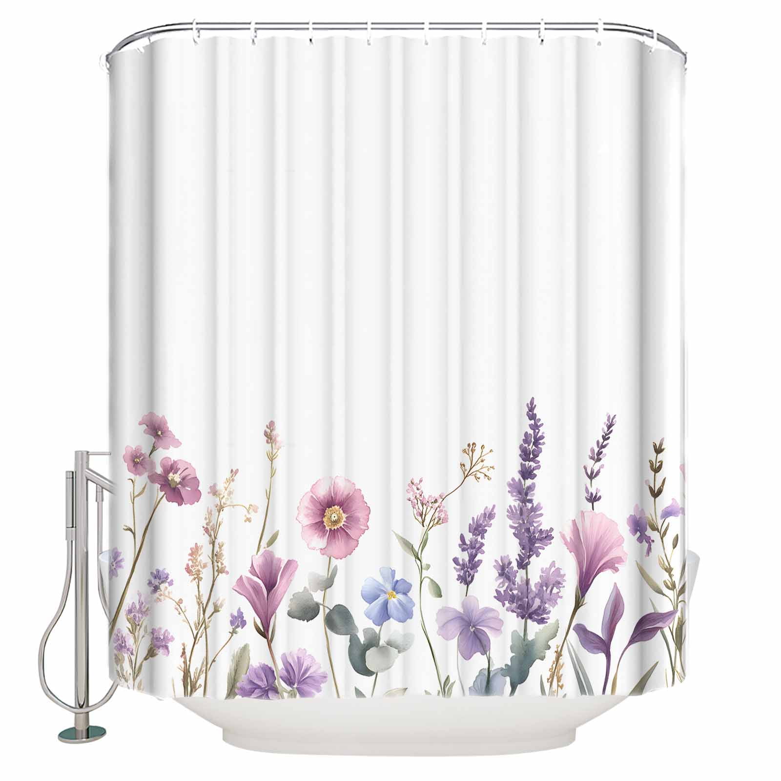 72x78 Inch Shower Curtain Spring Flowers Bathroom Decor Waterproof ...