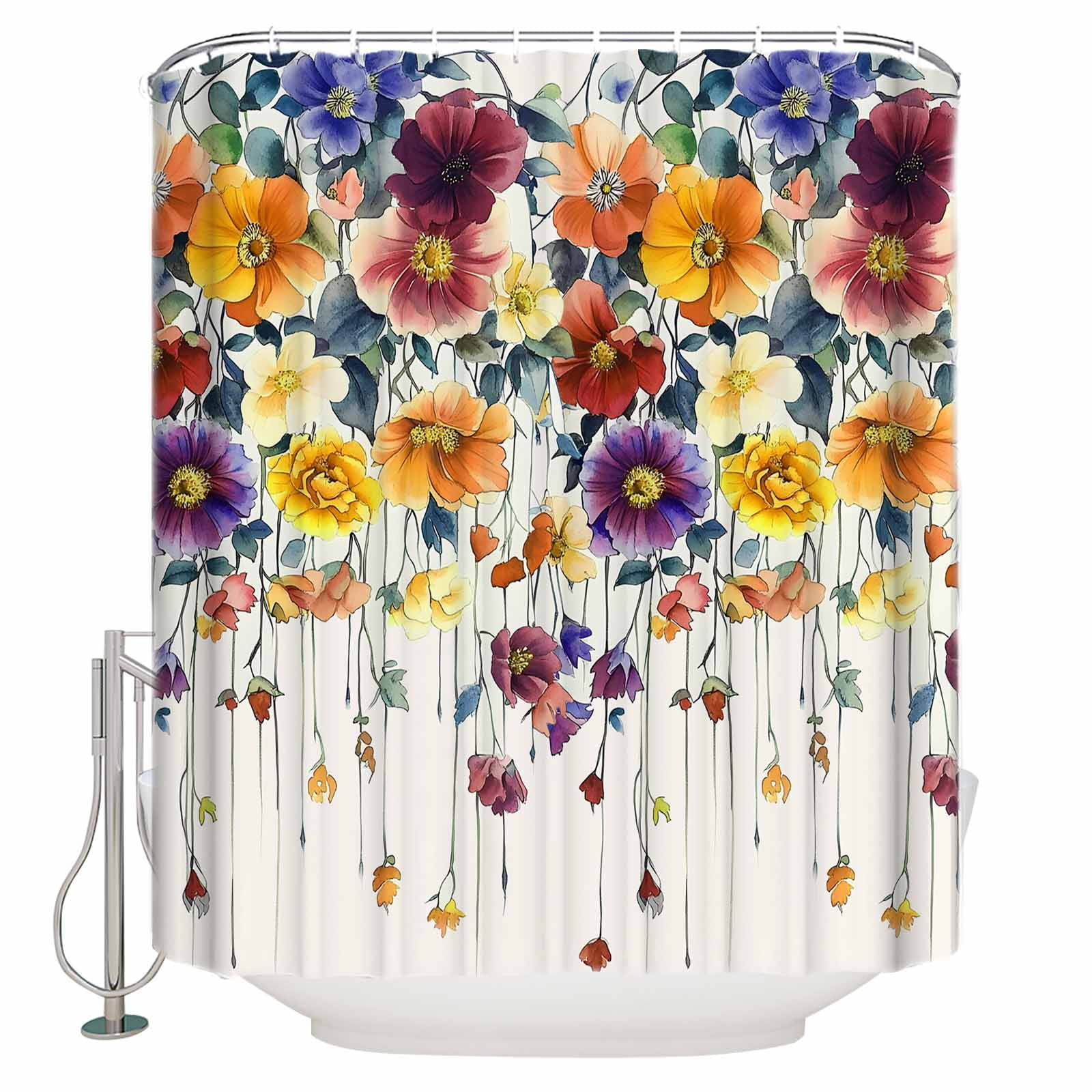 72x78 Inch Shower Curtain Spring Flowers Bathroom Decor Waterproof ...