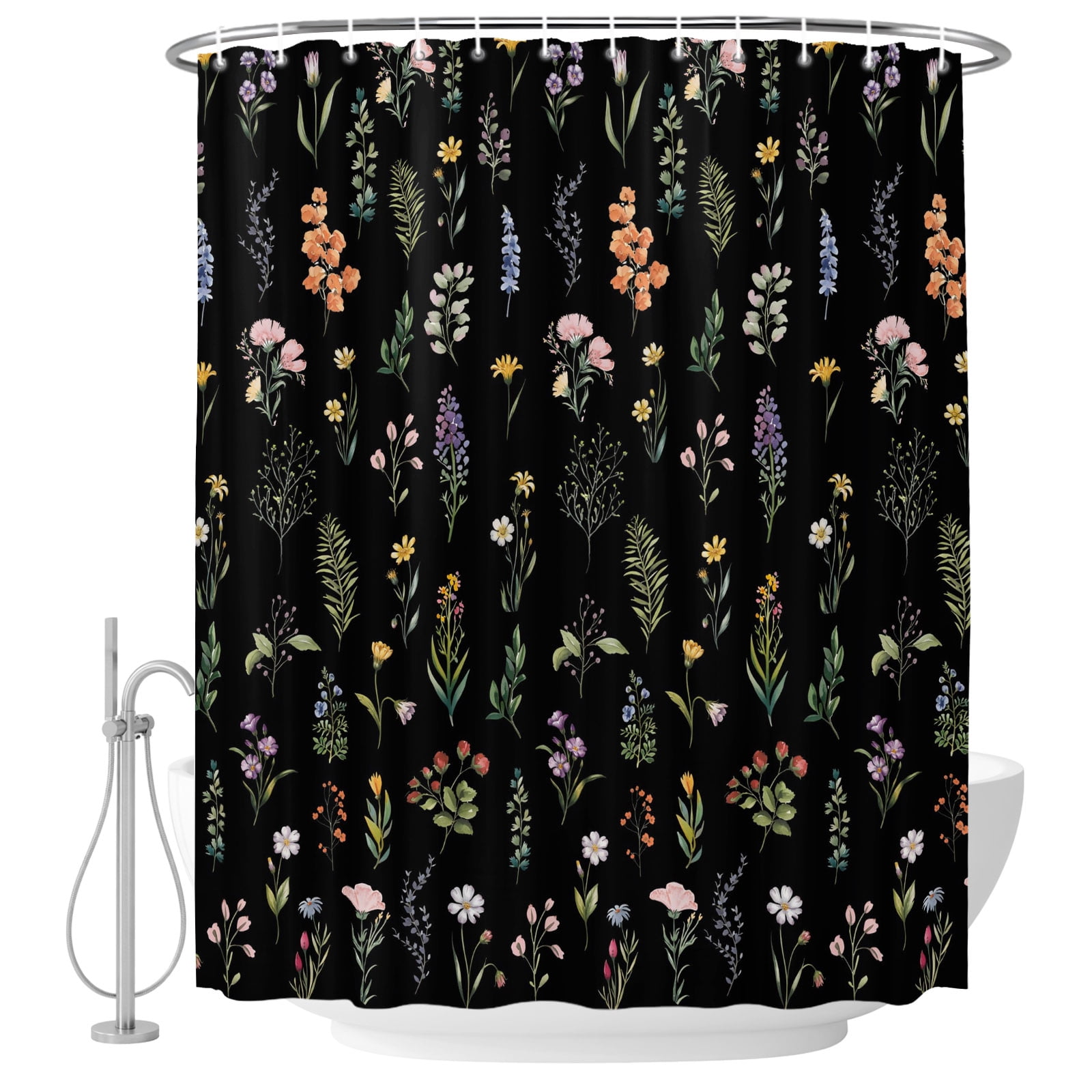 72x78 Inch Shower Curtain Spring Wildflowers Bathroom Decor, Waterproof ...