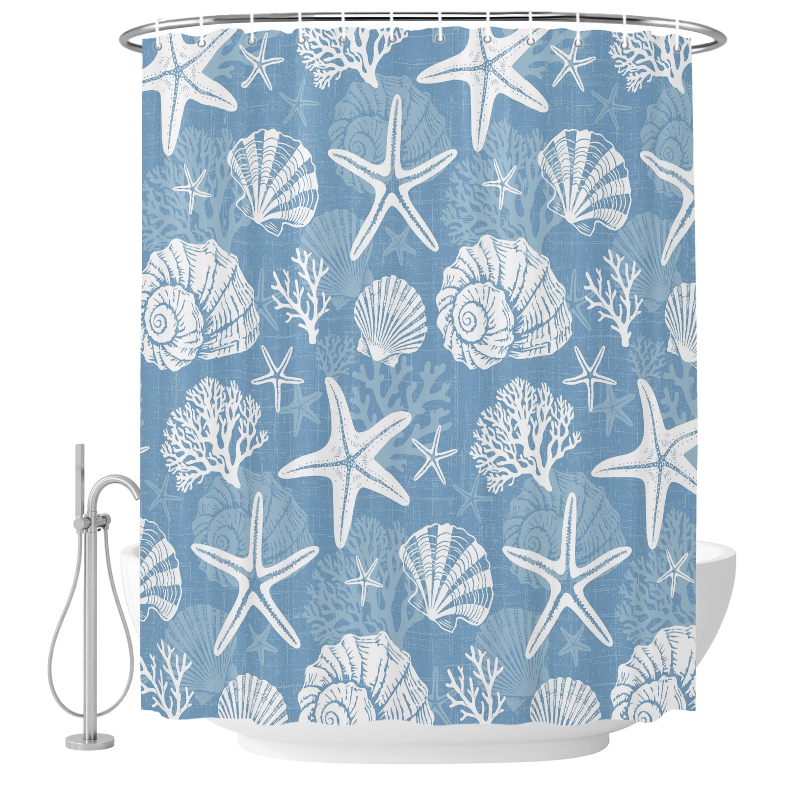 72x78 Inch Shower Curtain Starfish Blue Coastal Bathroom Decor ...