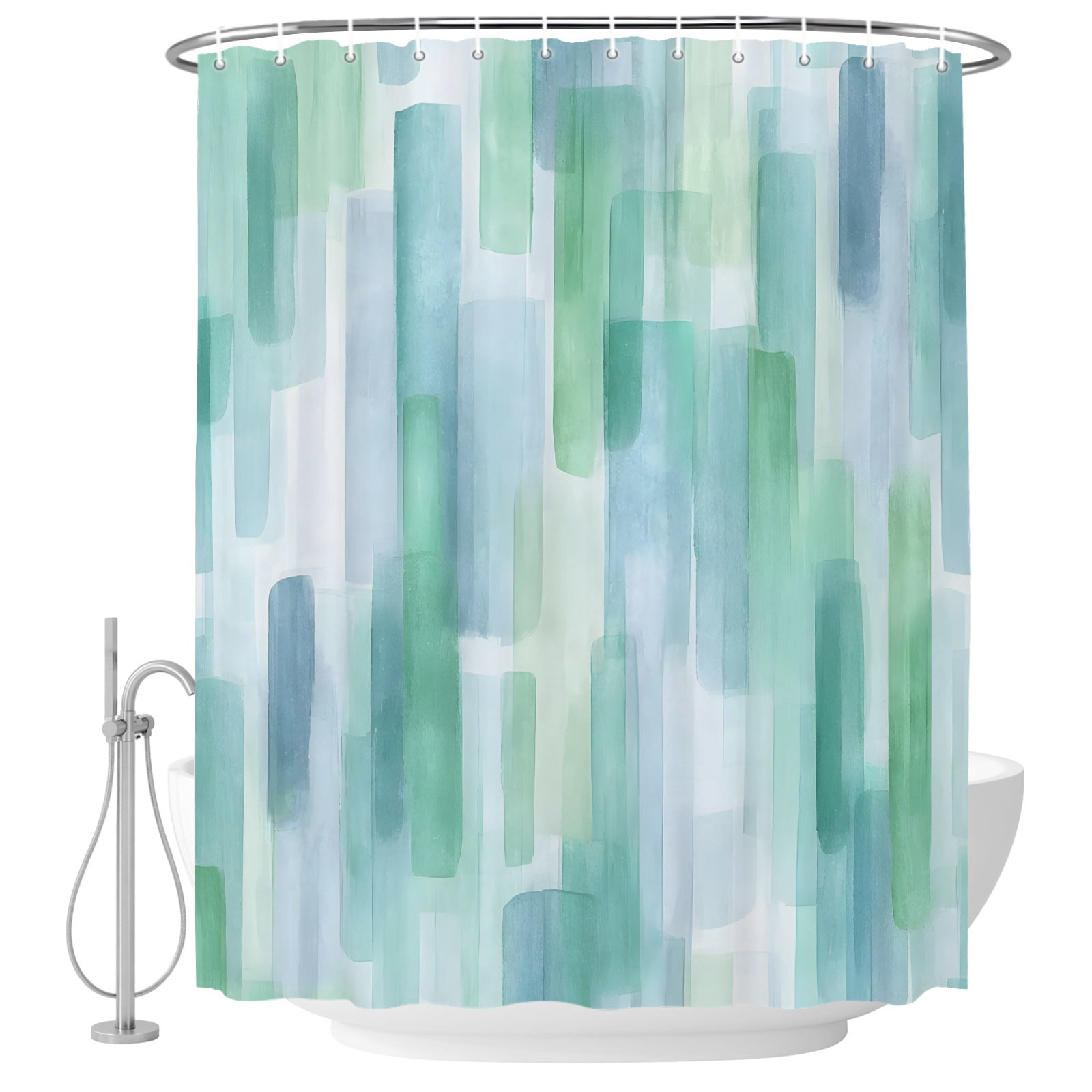 72x78 Inch Shower Curtain Teal Blue Geometric Bathroom Decor ...