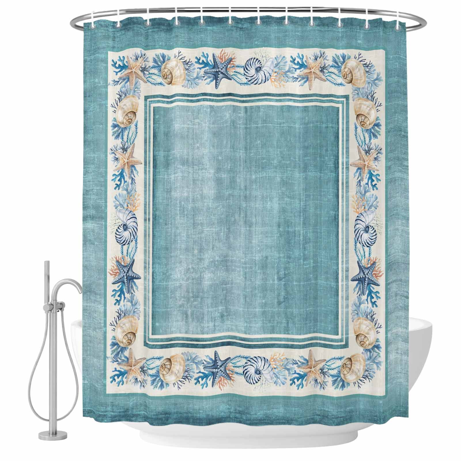 72x78 Inch Shower Curtain Teal Green Coastal Bathroom Decor, Waterproof ...